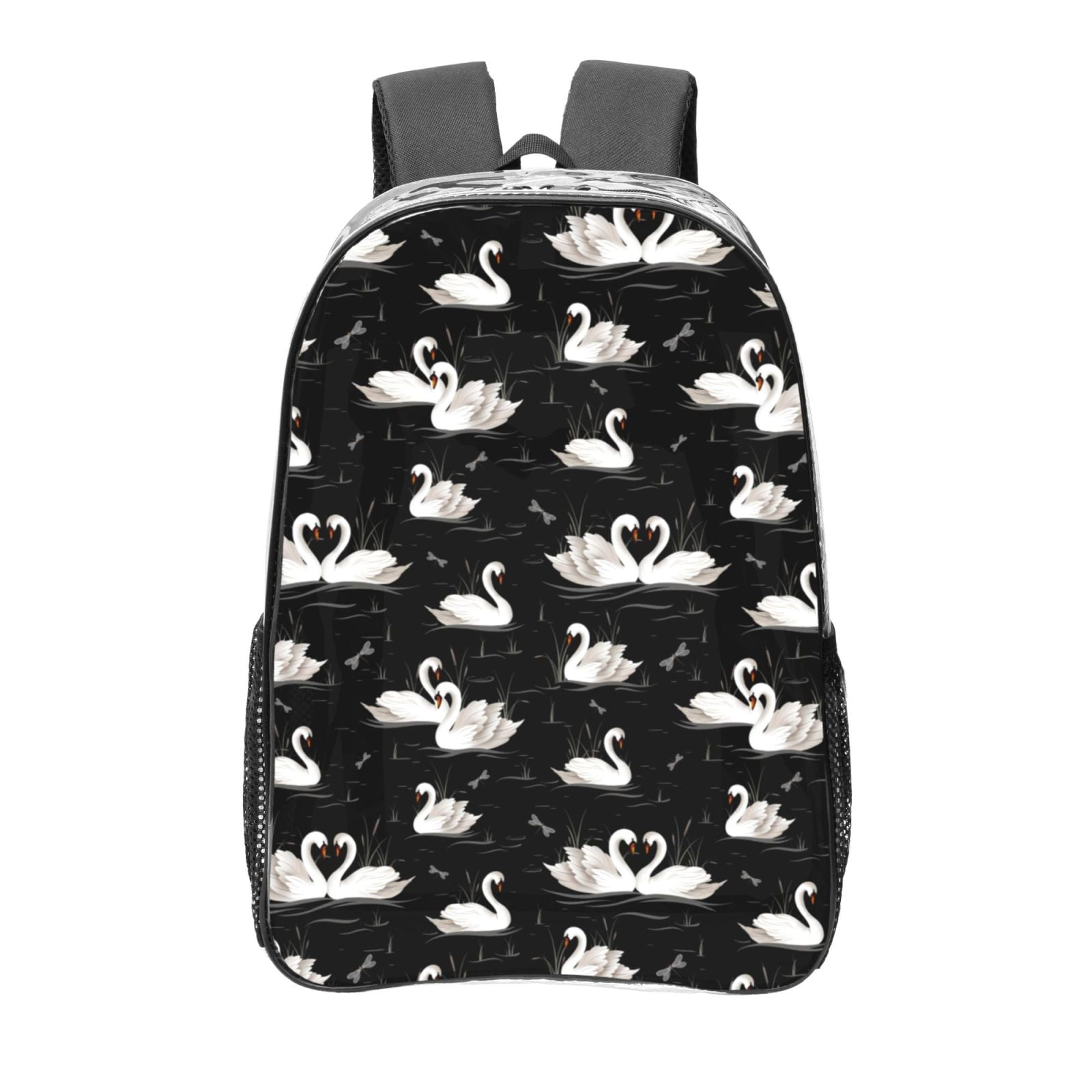 Zufioo Swan And Dragonflies Print Transparent Backpack, 16-inch PVC ...