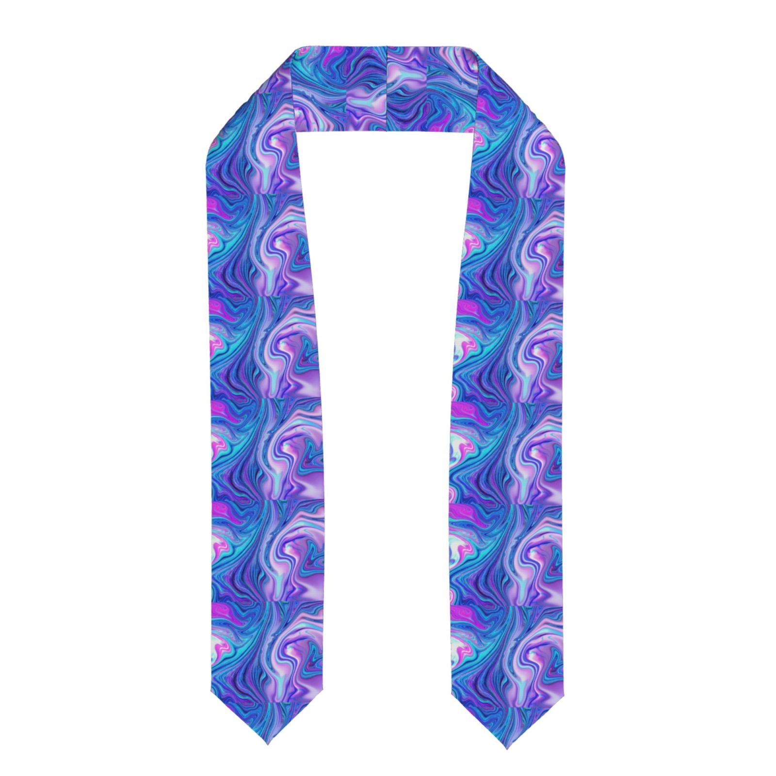 Zufioo Swirl Blue And Purple Print Graduation Shawl Ribbon, Graduation ...