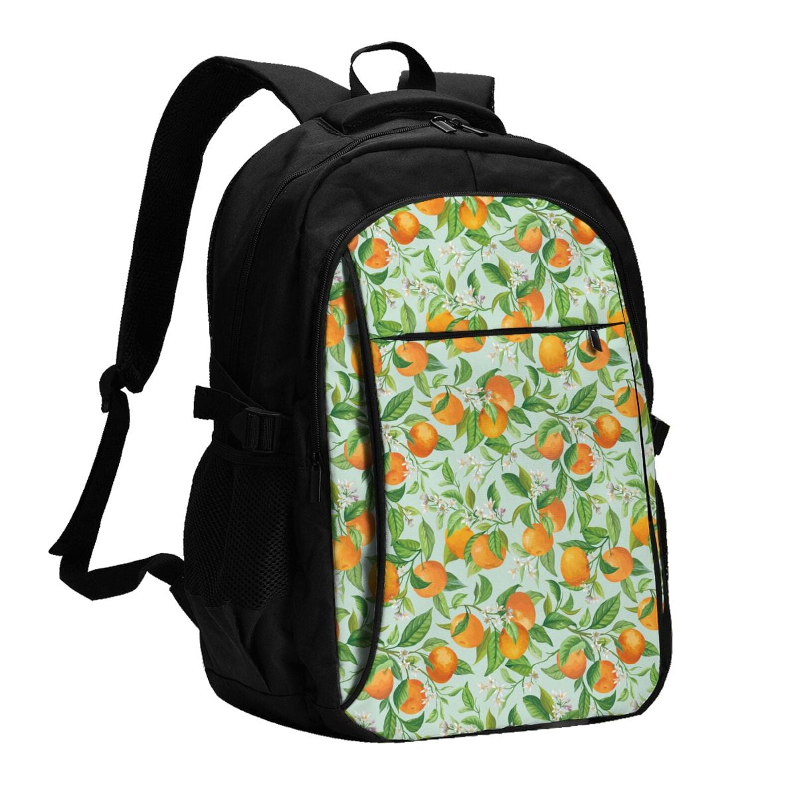 Zufioo Tangerine Print USB Backpack, Multi-Pocket Design Ergonomic ...