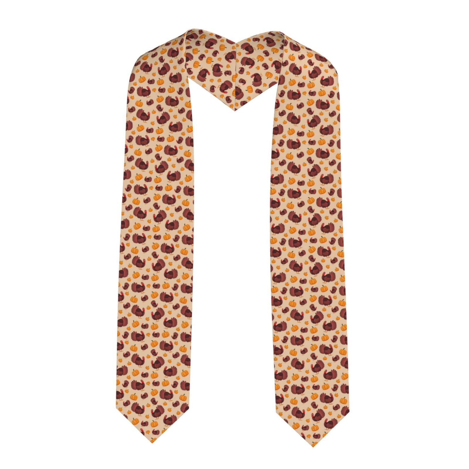 Zufioo Thanksgiving Turkey and Pumpkin Print Graduation Shawl Ribbon ...