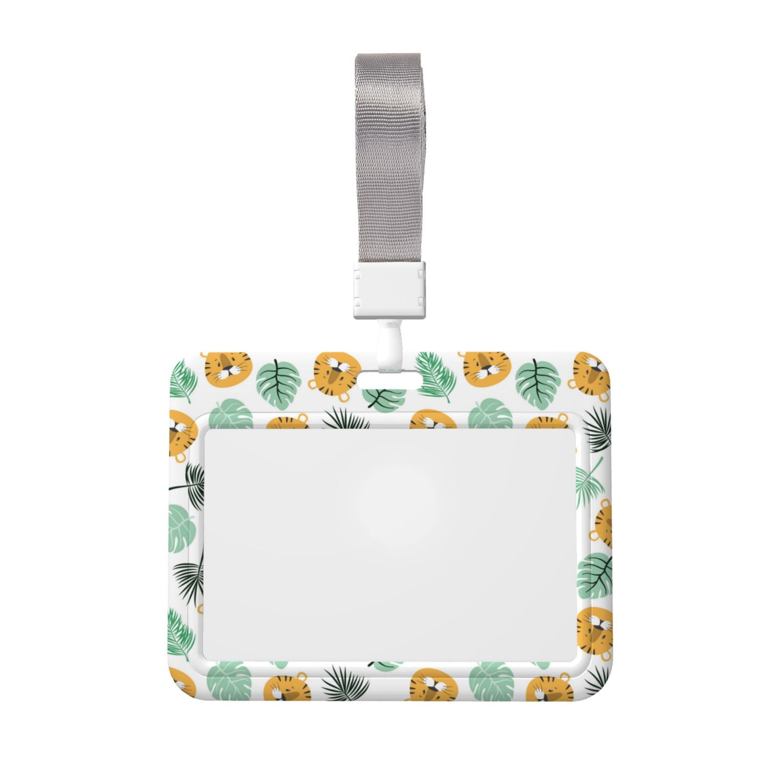 Zufioo Tiger Leaves Print Work Badge Protective Case, Waterproof ...