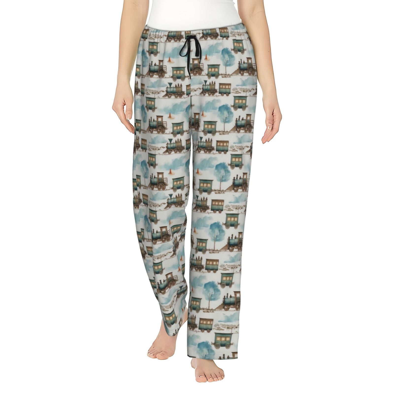 Zufioo Transport Train Women Pajama Pants Drawstring Pajama Pants Wide ...