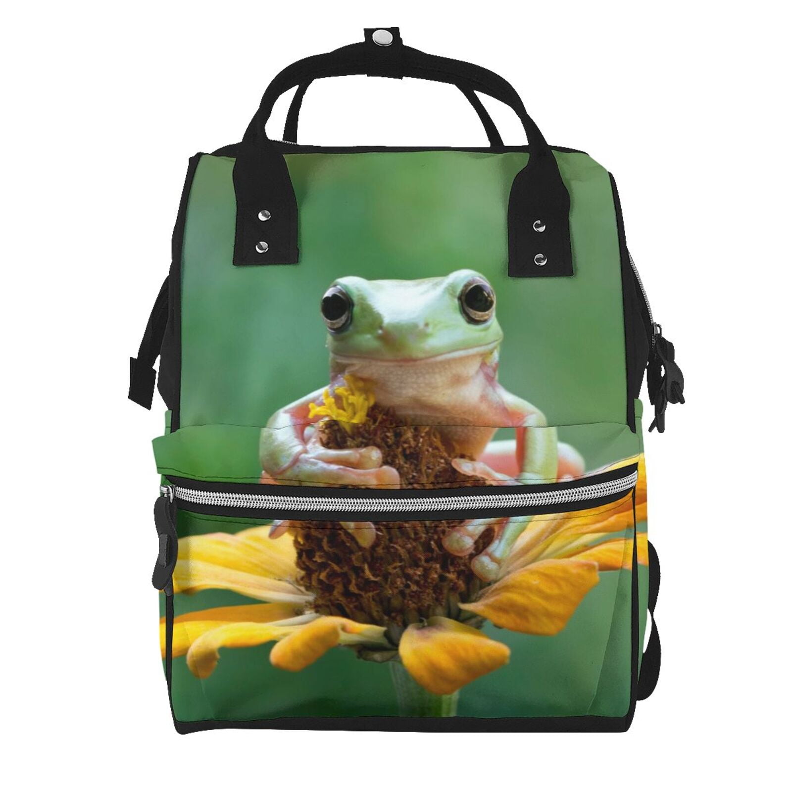 Zufioo Tree Frog Sitting On Sunflowes Print Large capacity mommy bag ...