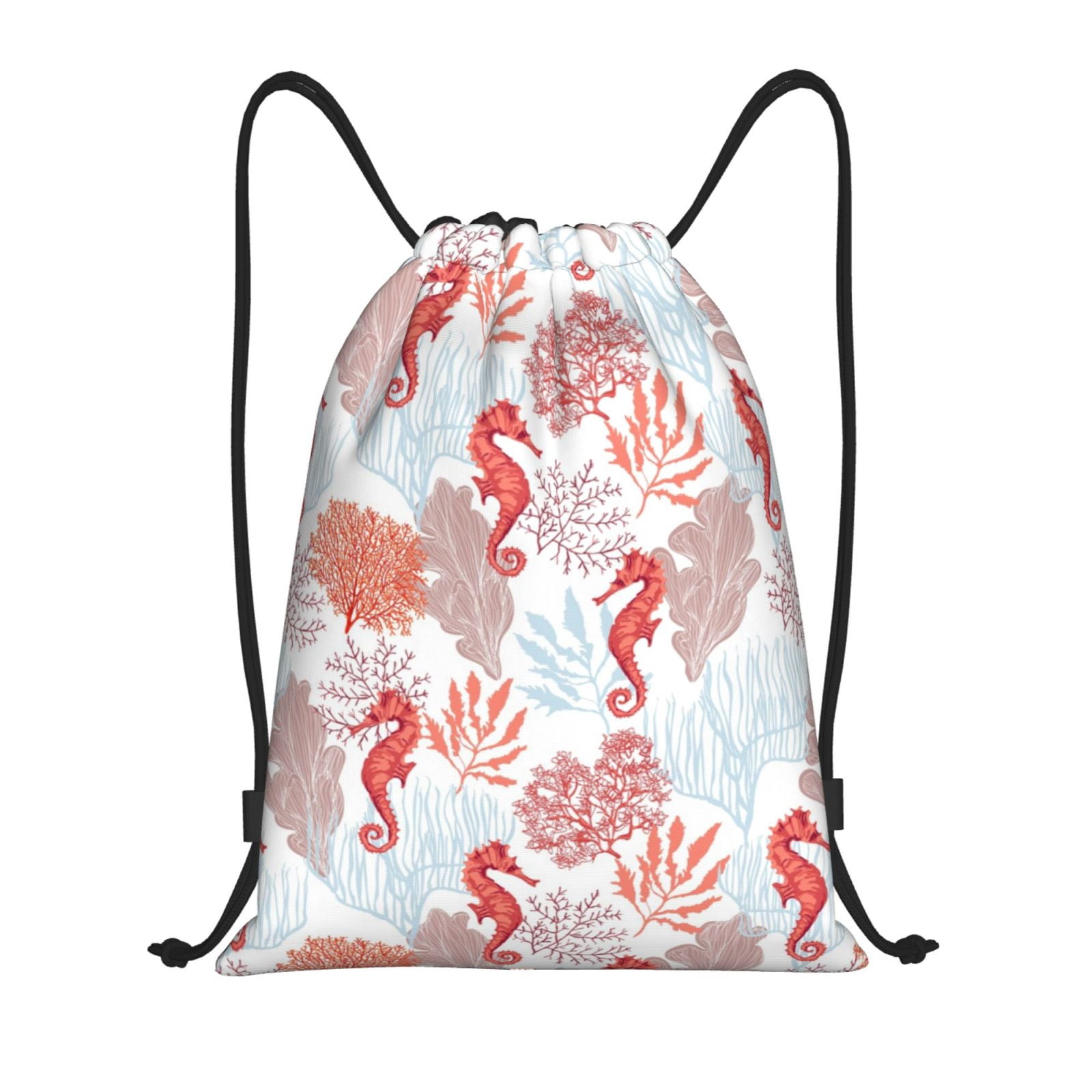Zufioo Tropical Corals Seahorse Sports Cinch Sack Gym String Bags ...