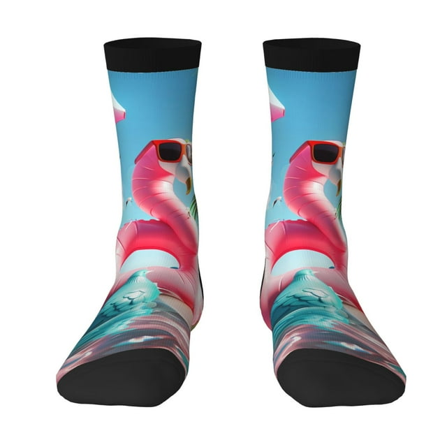 Zufioo Tropical Flamingo Pool Float Print Thigh High Socks,Knee High ...