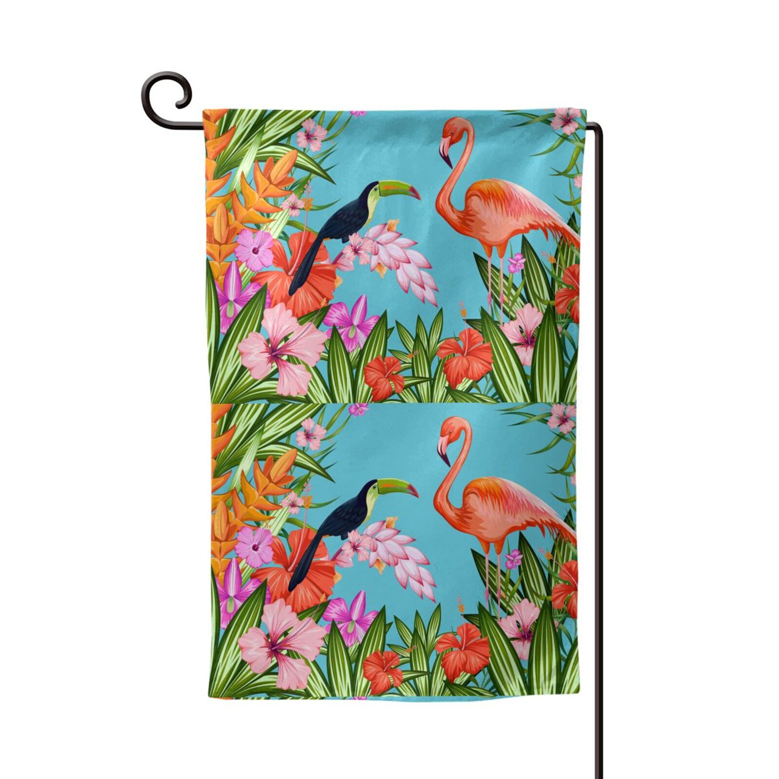 Zufioo Tropical Jungle Flamingo Print Garden Decoration Flags, Sun ...