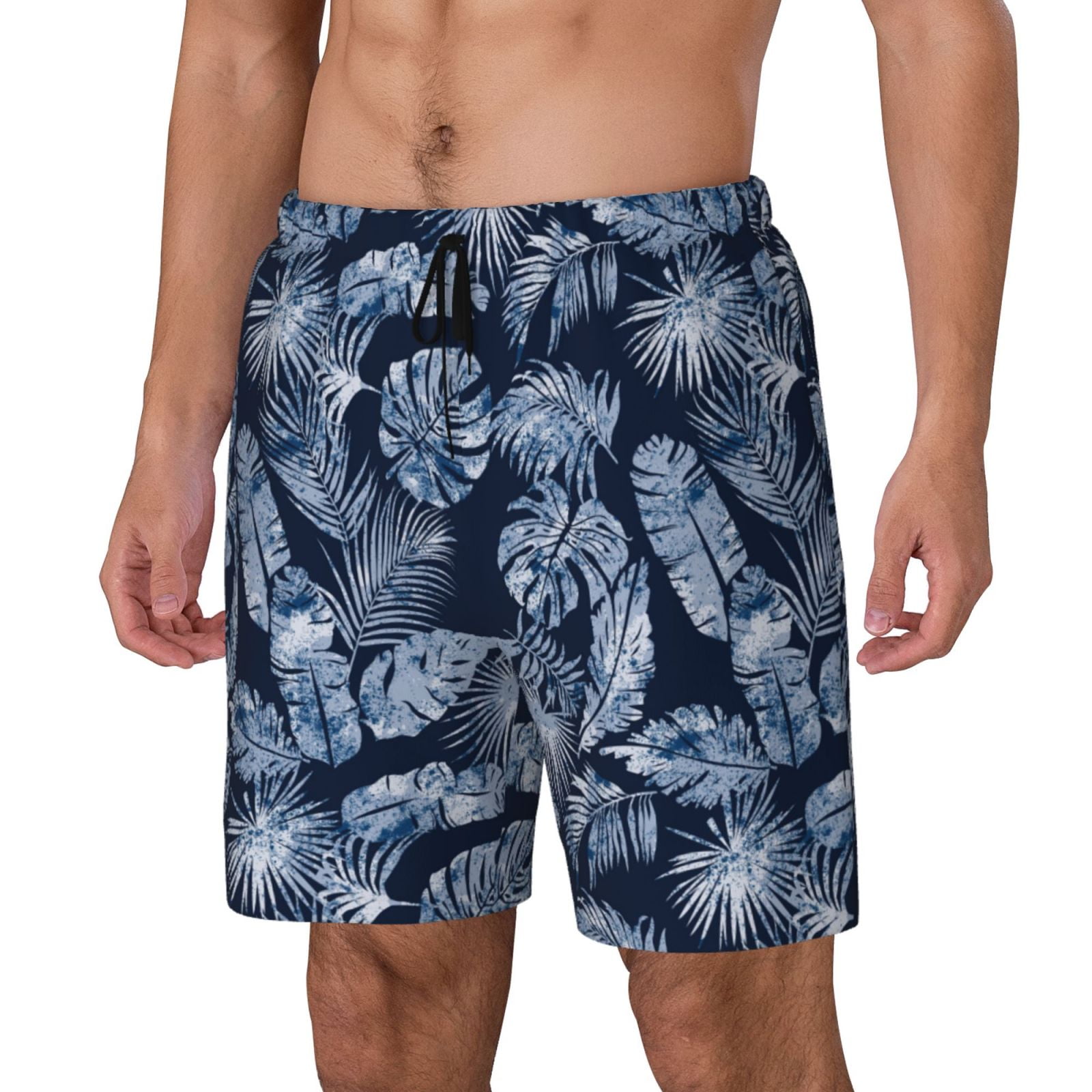 Zufioo Tropical Leaves Mens Swimsuit Trunks with Compression Liner ...