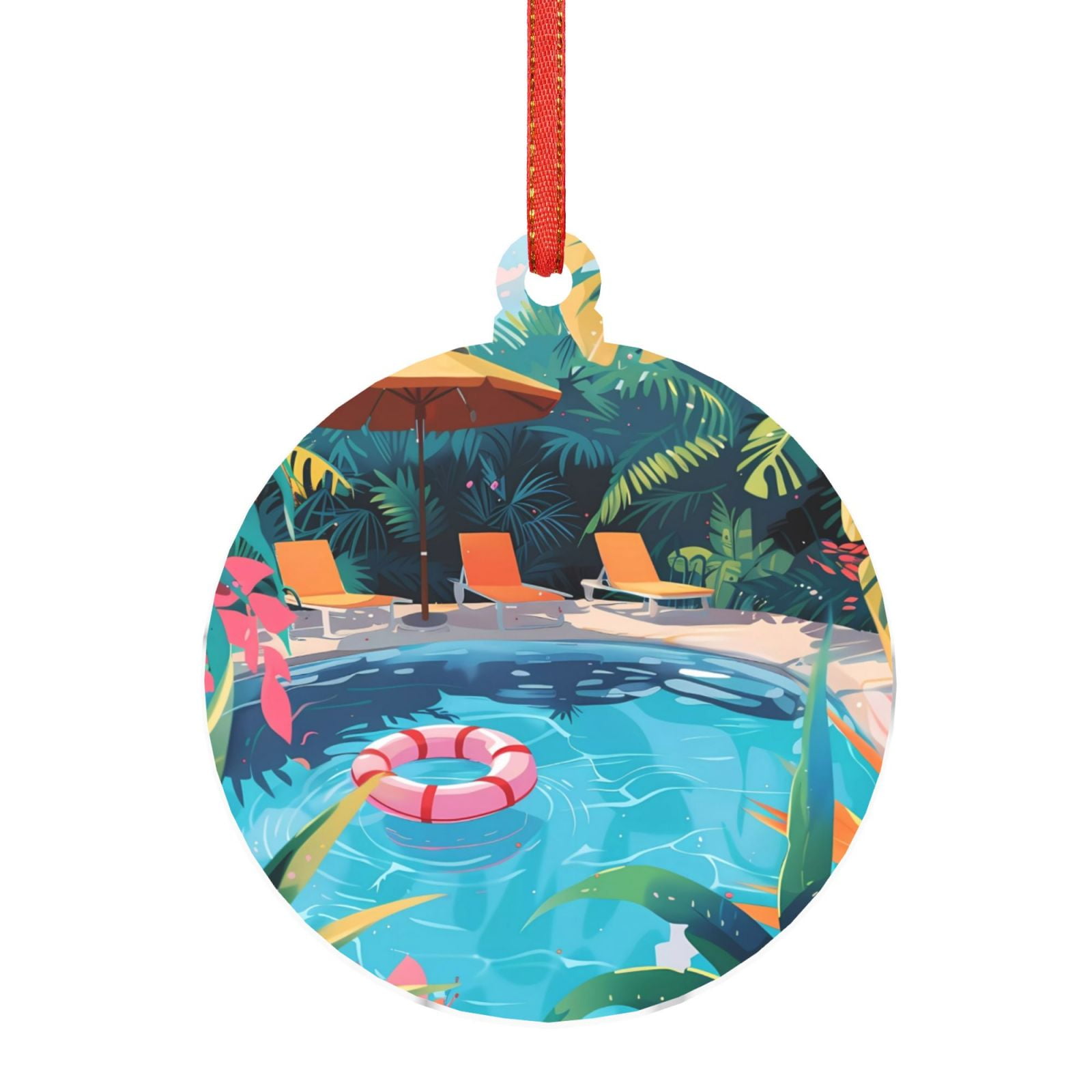 Zufioo Tropical Poolside Relaxation Print Large Acrylic Christmas ...