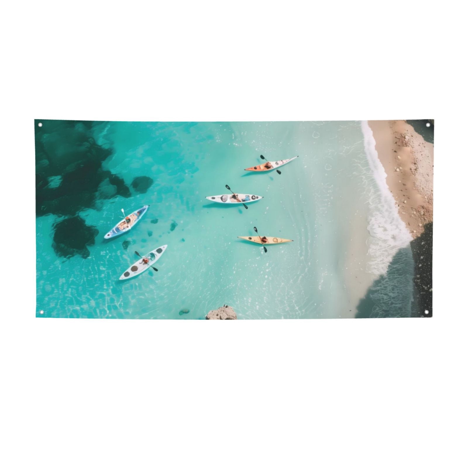 Zufioo Turquoise Beach Kayaking Print Holiday Banners, Party Banners ...