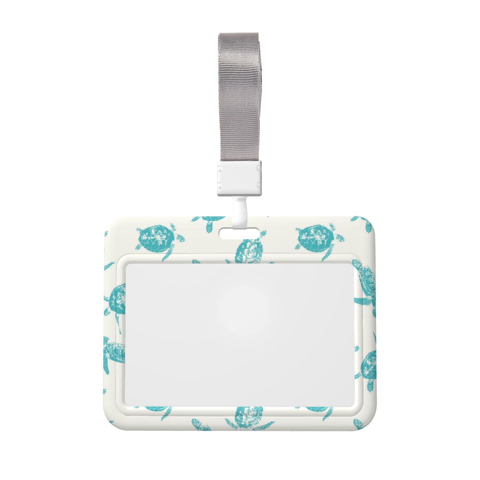 Zufioo Turtle Print Work Badge Protective Case, Waterproof Lanyard ...