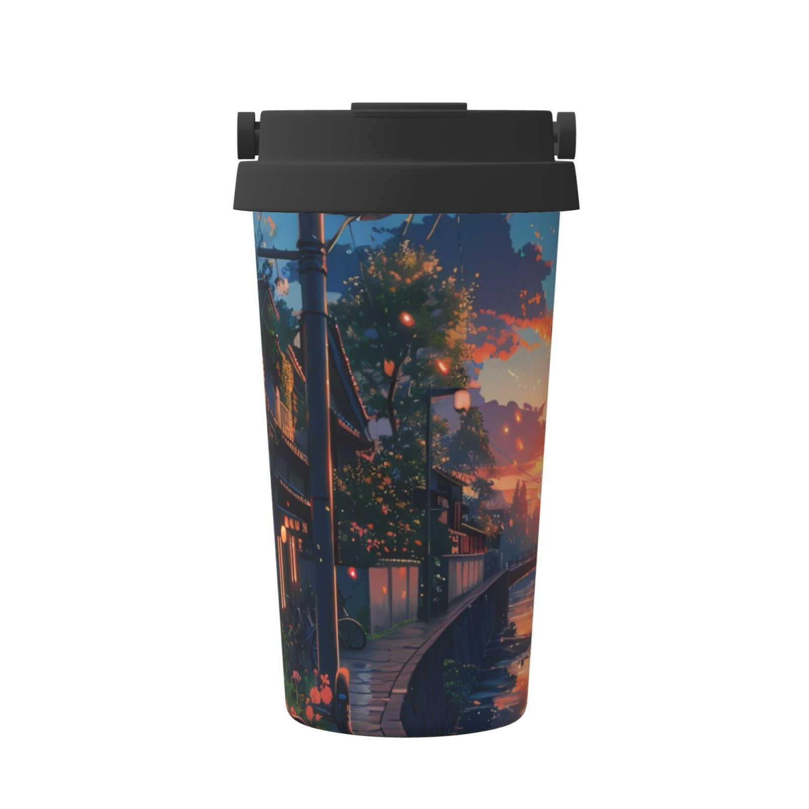 Zufioo Twilight Canal Reflection Print Portable Insulated Coffee Cup ...