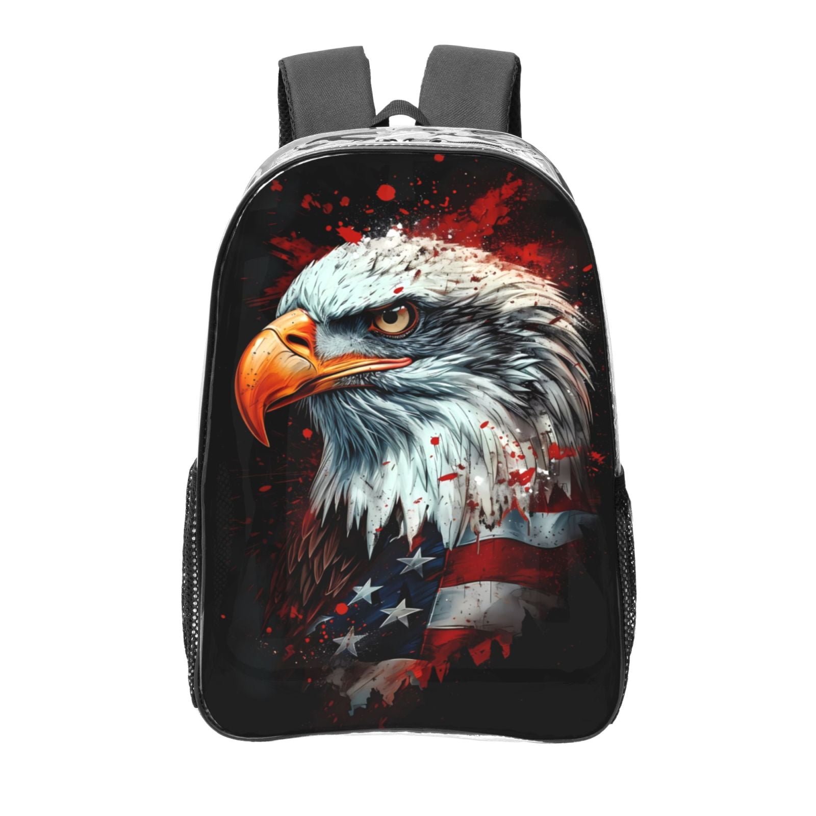Zufioo USA Bald Eagle Print Transparent Backpack, 16-inch PVC ...