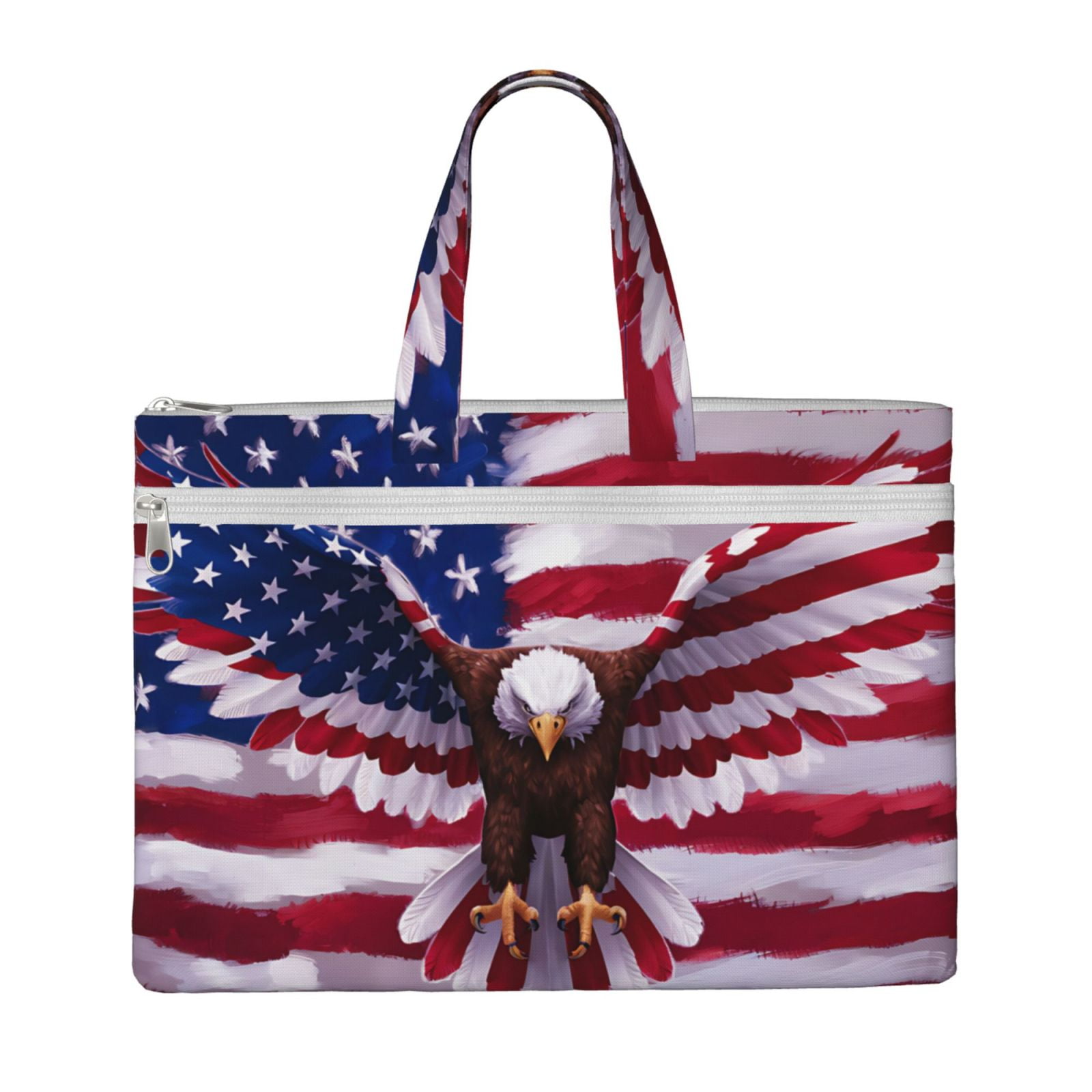 Zufioo USA Eagle with Spread Wings Print Canvas Hand-Held Document Bag ...