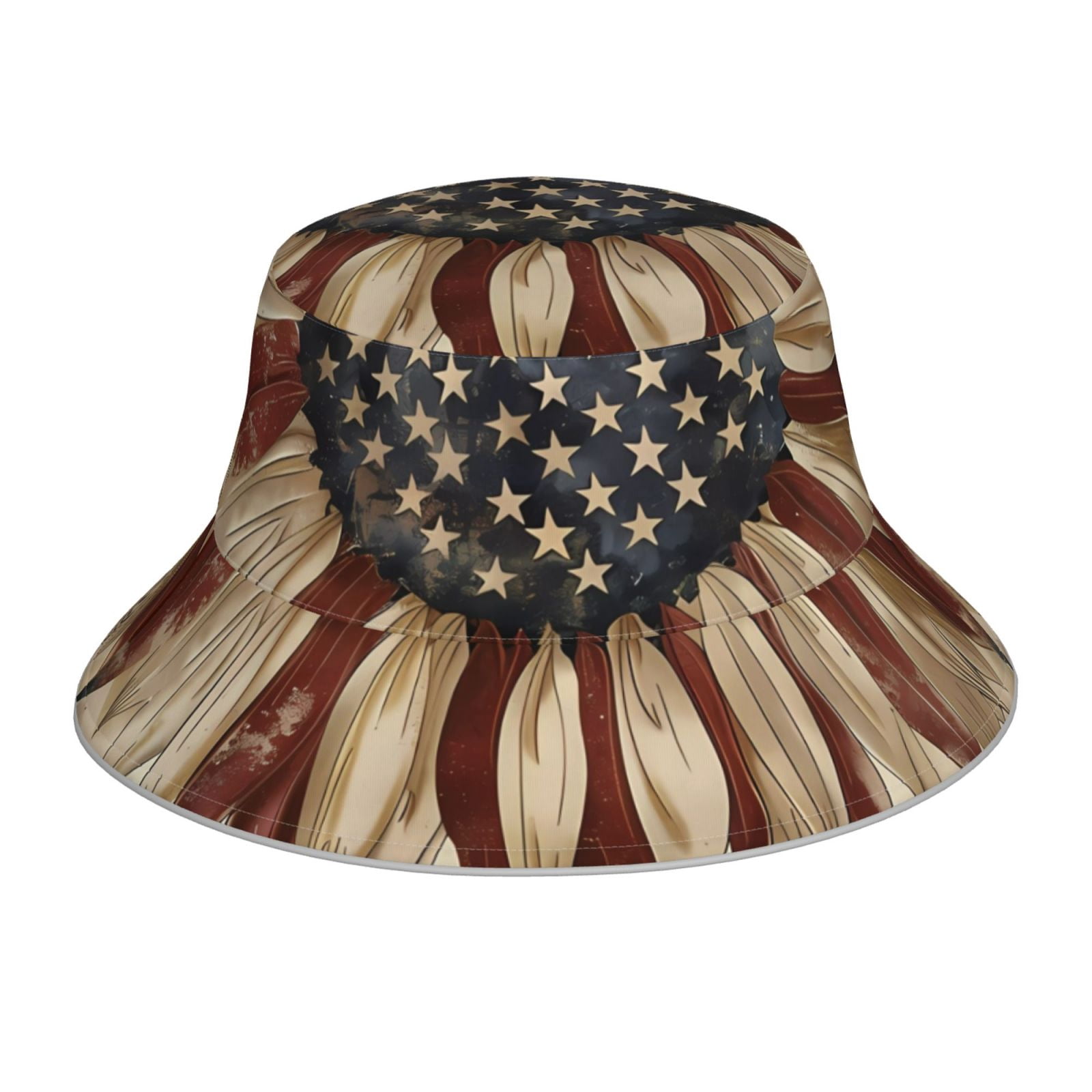 Zufioo USA Sunflower Flag Waterproof Reflective Holographic Bucket Hat ...