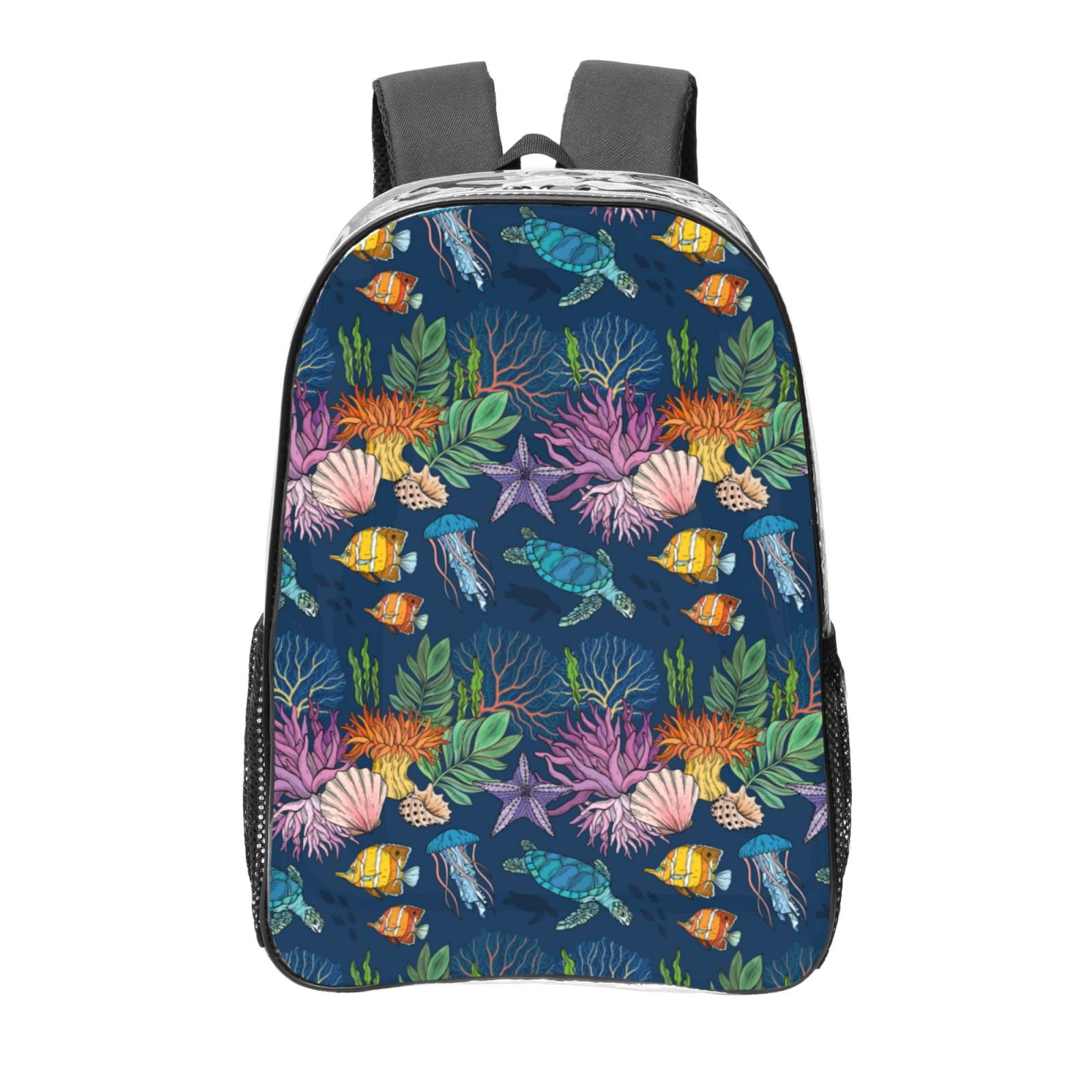 Zufioo Undersea Animals Print Transparent Backpack, 16-inch PVC ...
