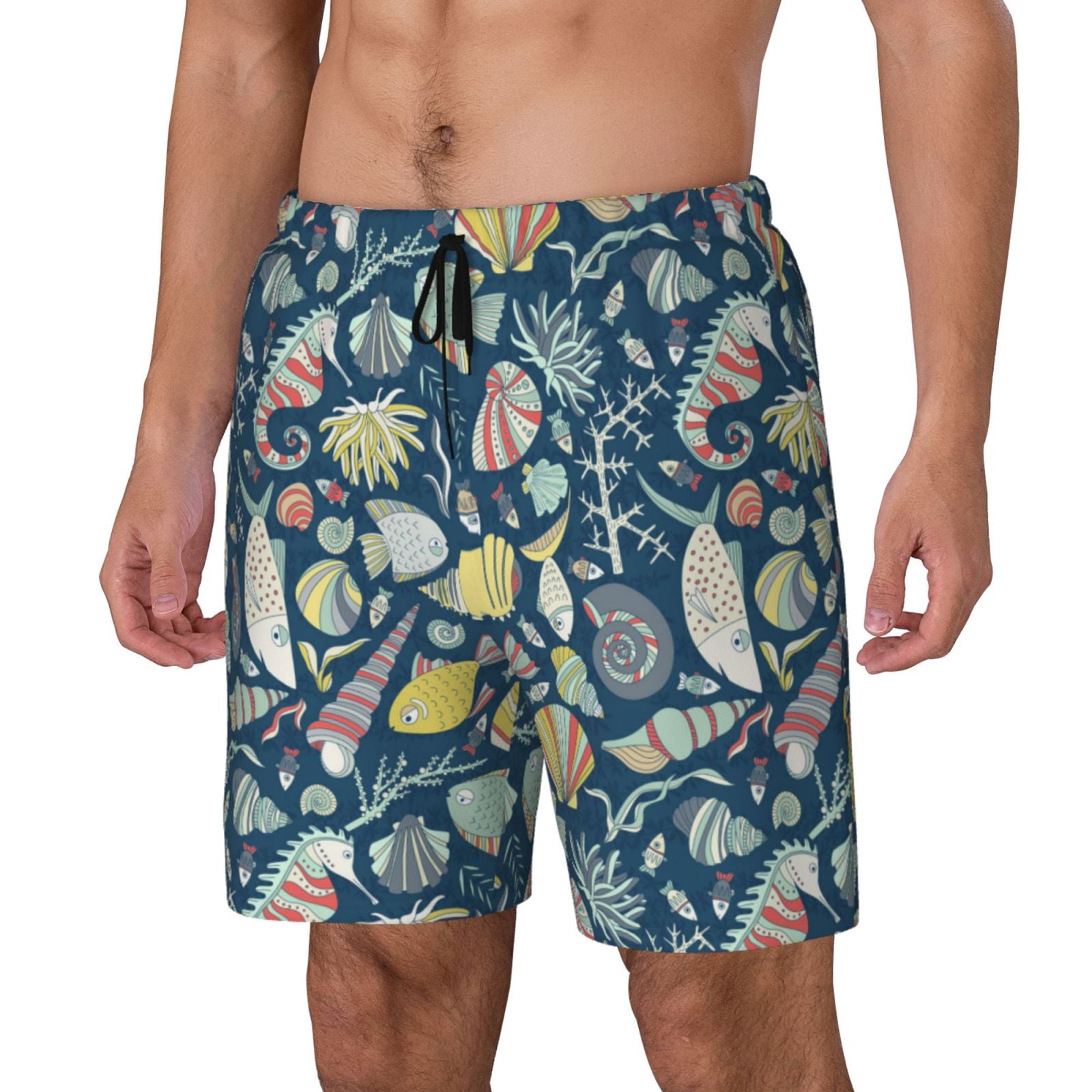 Zufioo Underwater Creature Mens Swimsuit Trunks with Compression Liner ...