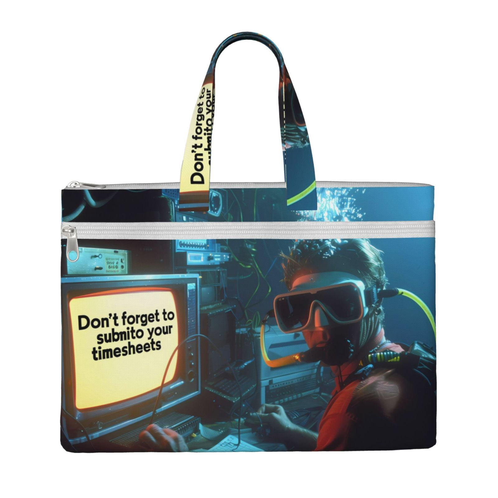 Zufioo Underwater Office Diver Print Canvas Hand-Held Document Bag ...