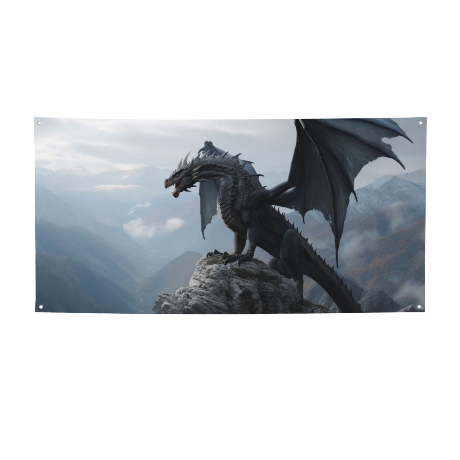 Zufioo Valley Gray Dragon Print Holiday Banners, Party Banners, Hanging ...