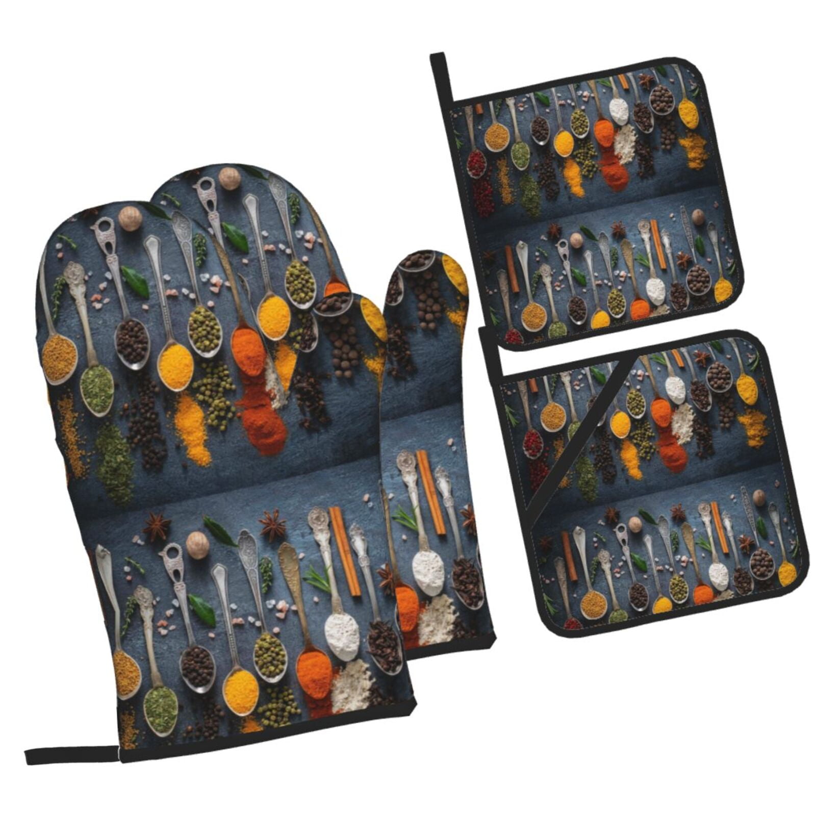 Zufioo Various Herbs And Spices In Spoons Oven Mitts and Pot Holders ...