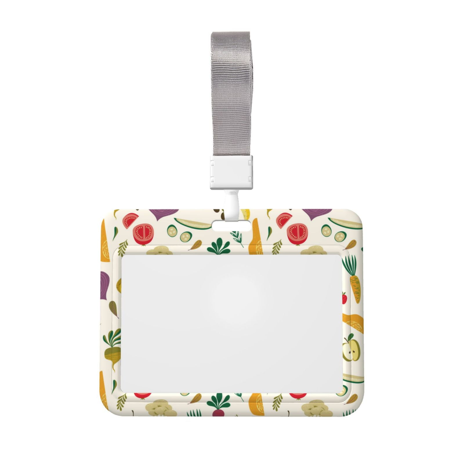 Zufioo Vegetable Print Work Badge Protective Case, Waterproof Lanyard ...