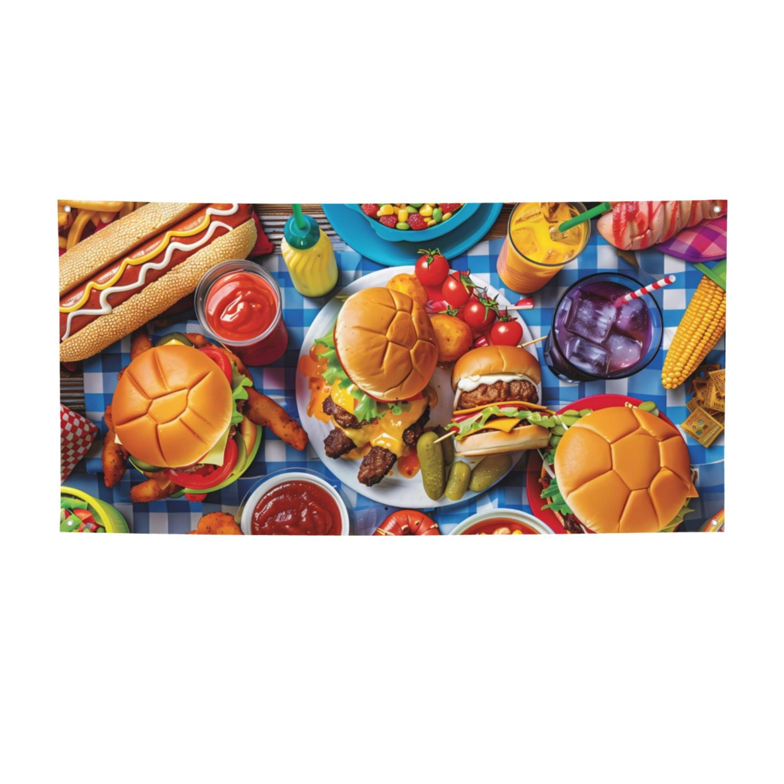 Zufioo Vibrant Picnic Food Spread Print Holiday Banners, Party Banners ...