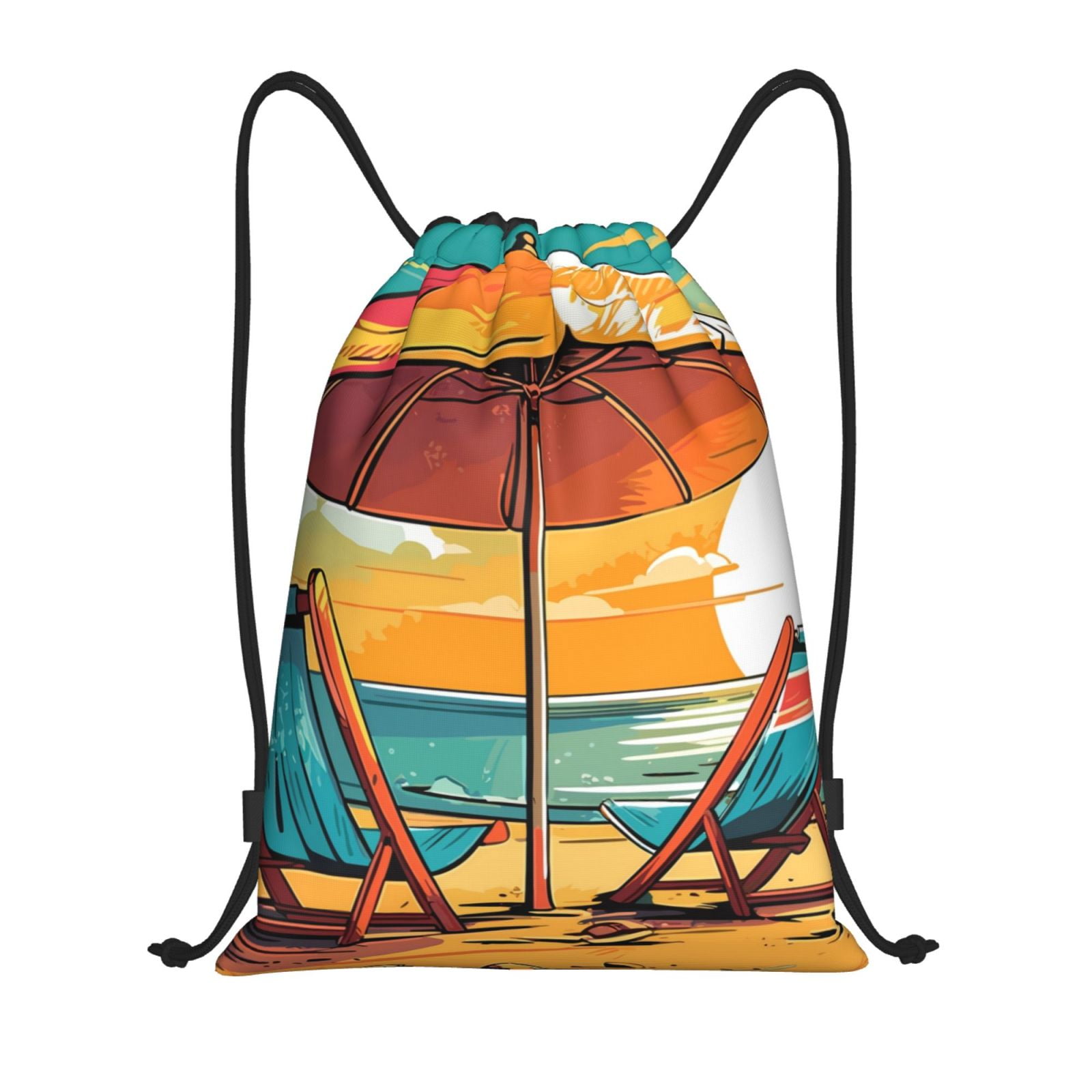 Zufioo Vintage Beach Sunset Sports Cinch Sack Gym String Bags Machine ...