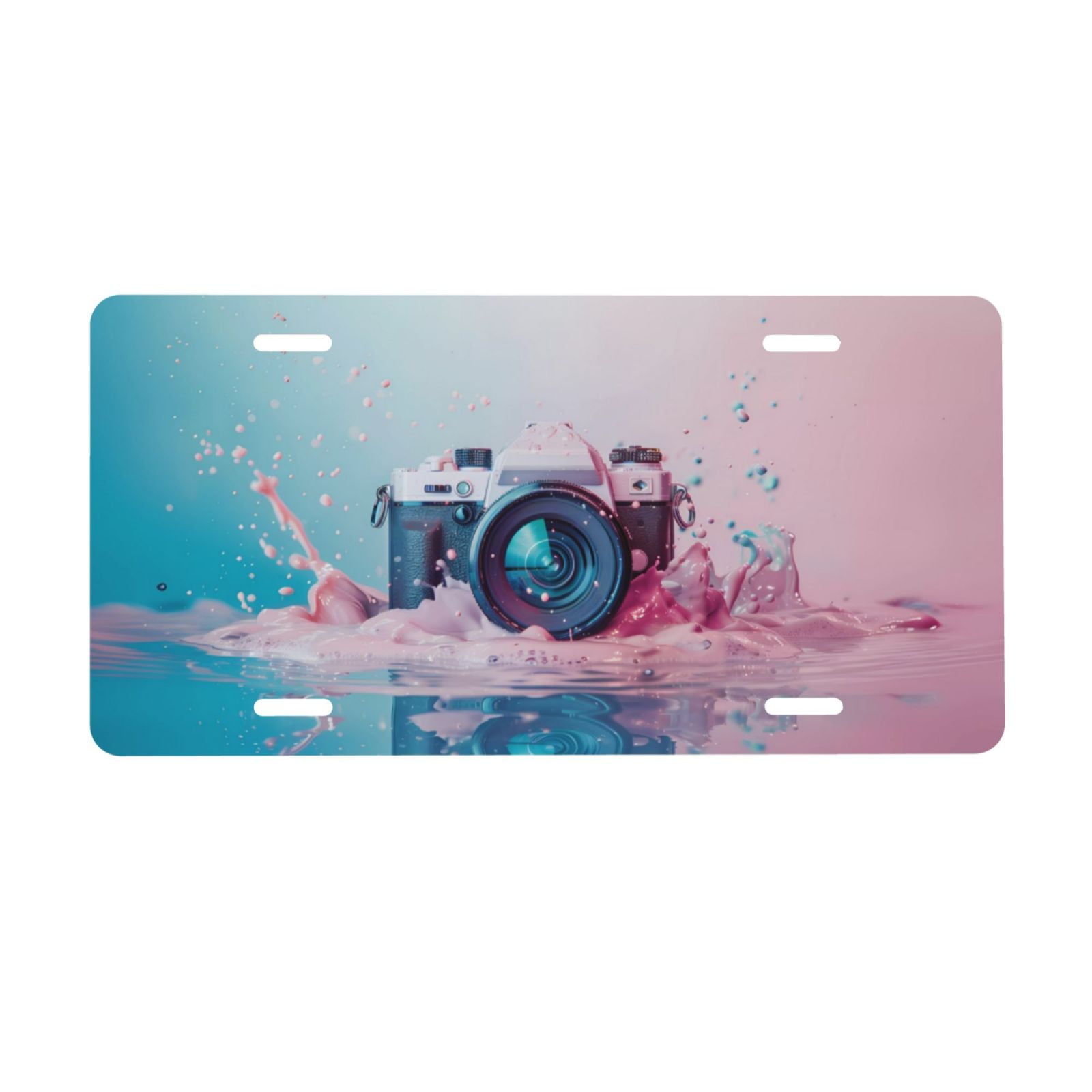 Zufioo Vintage Camera Splash Art Print Car Aluminum Front License Plate ...