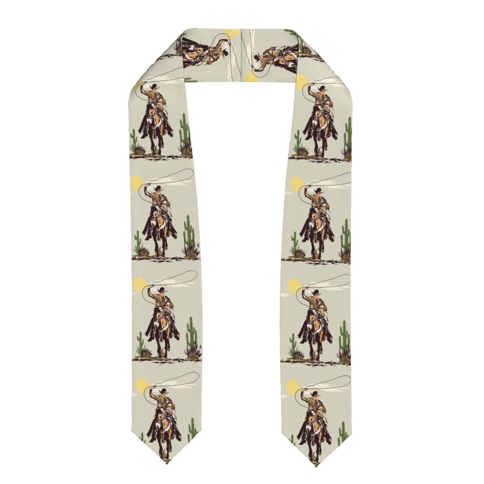 Zufioo Vintage Cowboy Riding Horse Print Graduation Shawl Ribbon ...