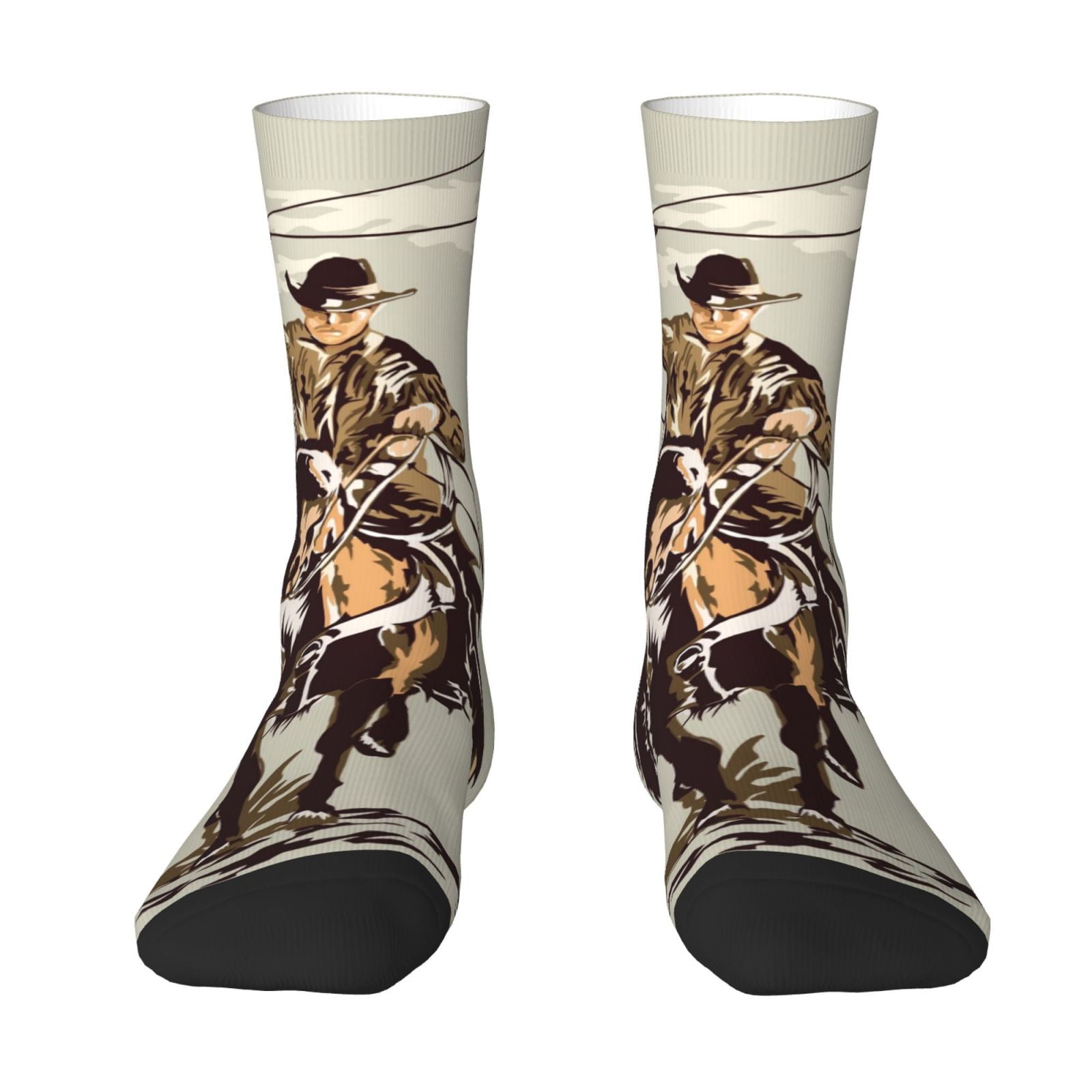 Zufioo Vintage Cowboy Riding Horse Print Thigh High Socks,Knee High ...