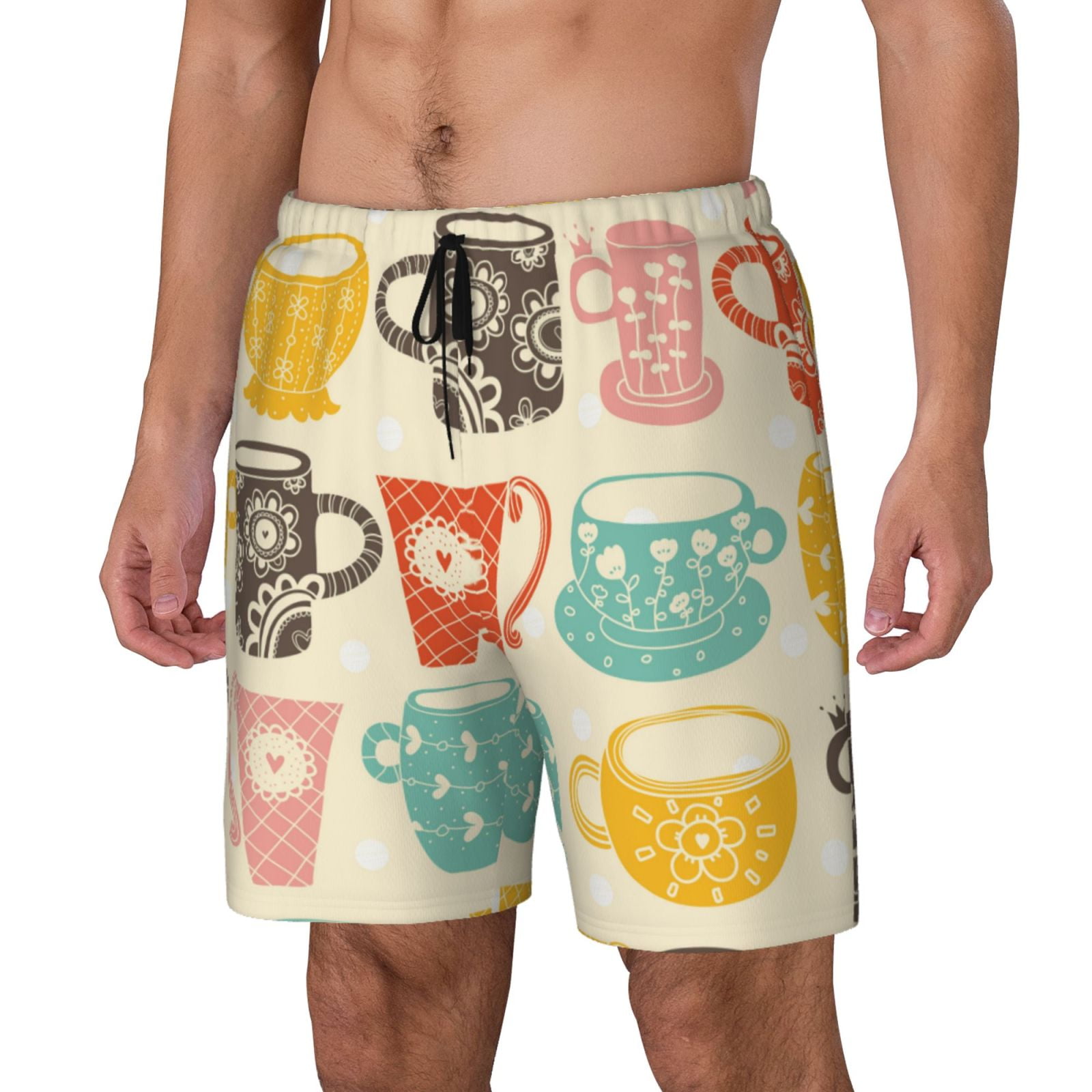 Zufioo Vintage Cup Mens Swimsuit Trunks with Compression Liner,Quick ...