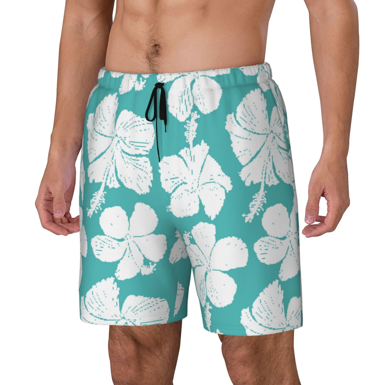 Zufioo Vintage Floral Mens Swimsuit Trunks with Compression Liner,Quick ...