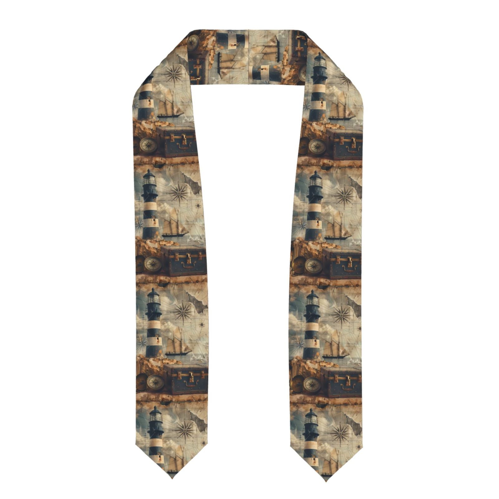 Zufioo Vintage Nautical Lighthouse Print Graduation Shawl Ribbon ...