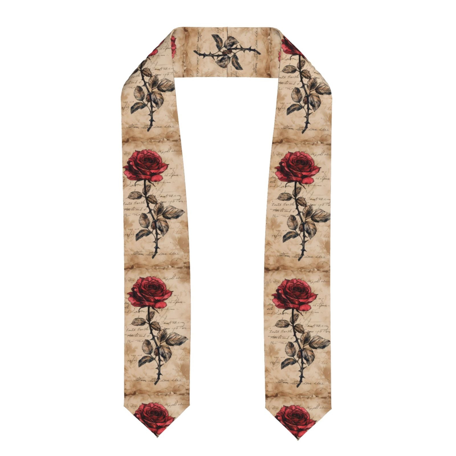 Zufioo Vintage Rose Botanical Art Print Graduation Shawl Ribbon ...