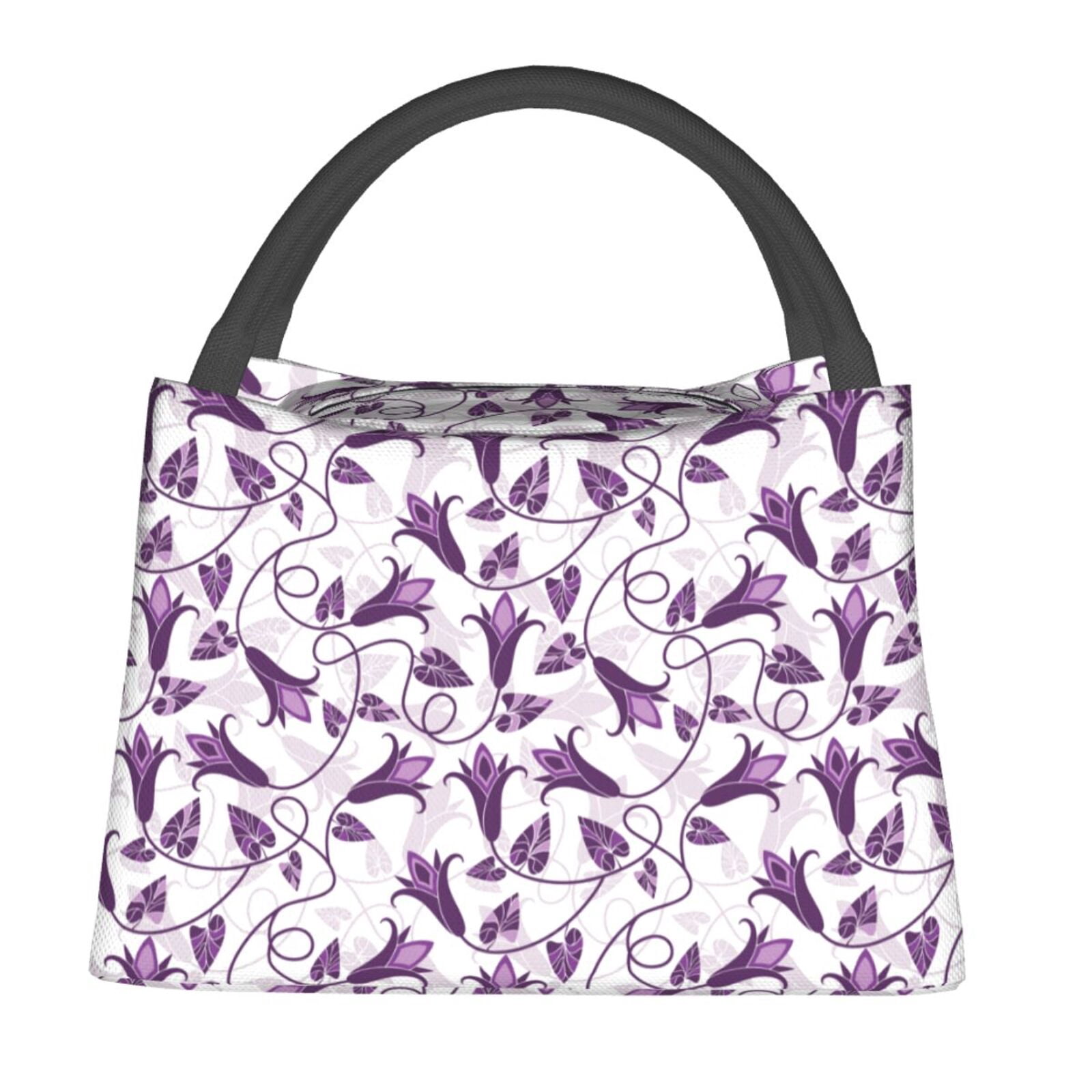 Zufioo Violets Flowers Insulated Reusable Grocery Bags,Cooler Bag,Food ...