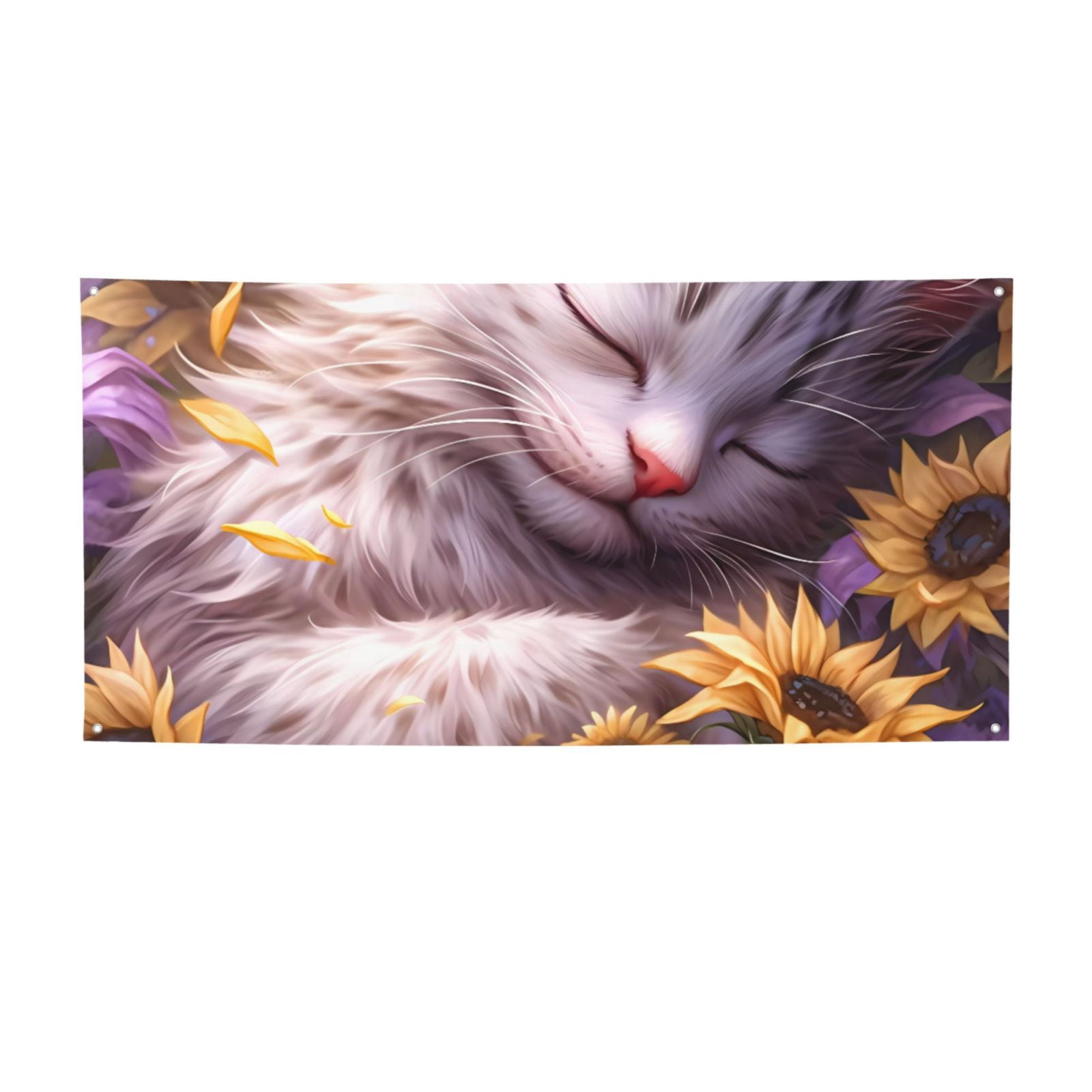 Zufioo Warm Sunflower Sleeping Cat Print Holiday Banners, Party Banners ...