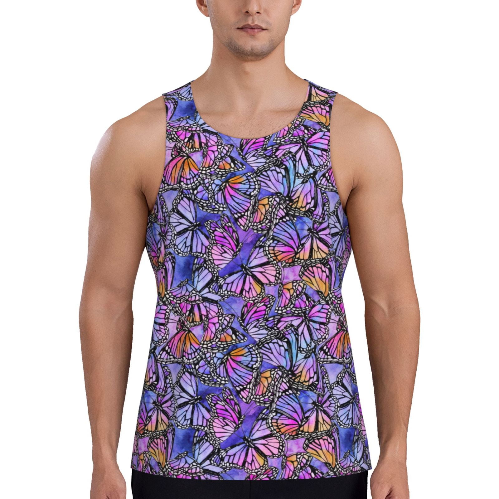 Zufioo Watercolor Butterflies Print Men's Vest, Sleeveless Quick-drying ...