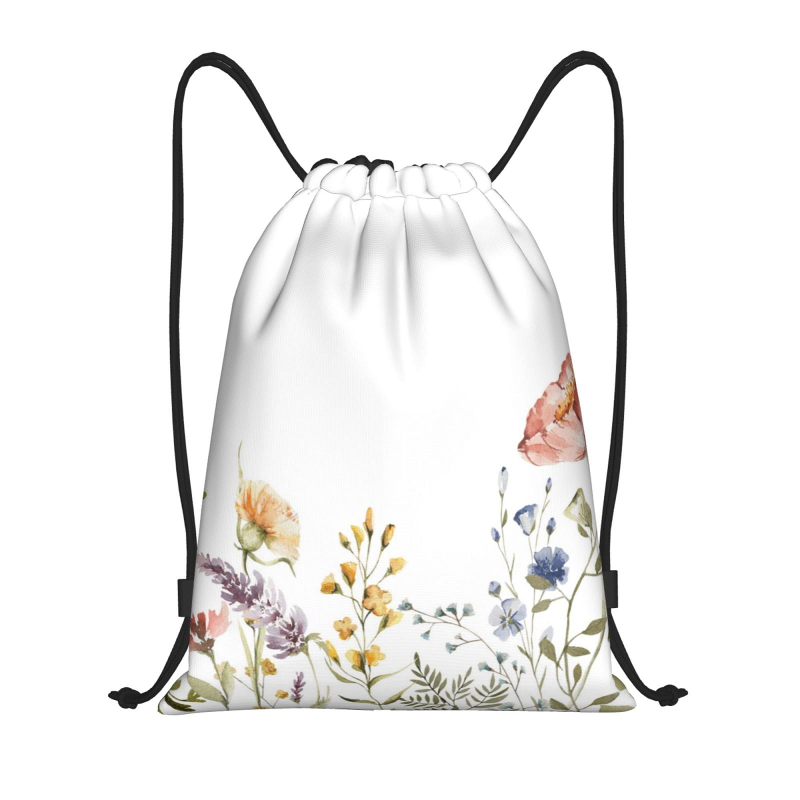 Zufioo Watercolor Floral Sports Cinch Sack Gym String Bags Machine ...