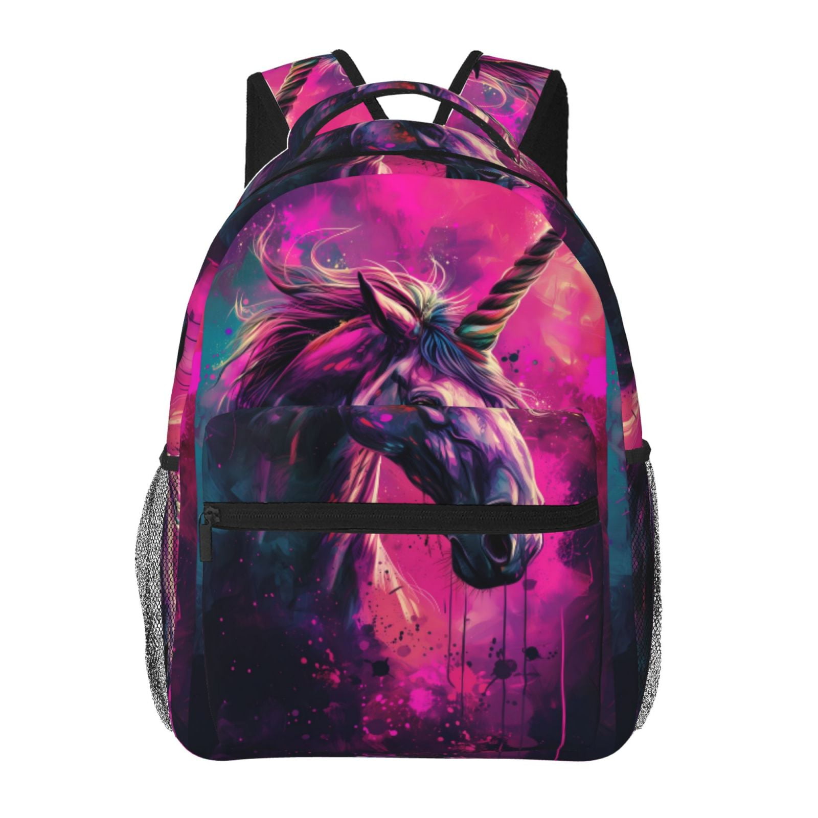 Zufioo Watercolor Painting White Horse Print Casual Student Backpack ...