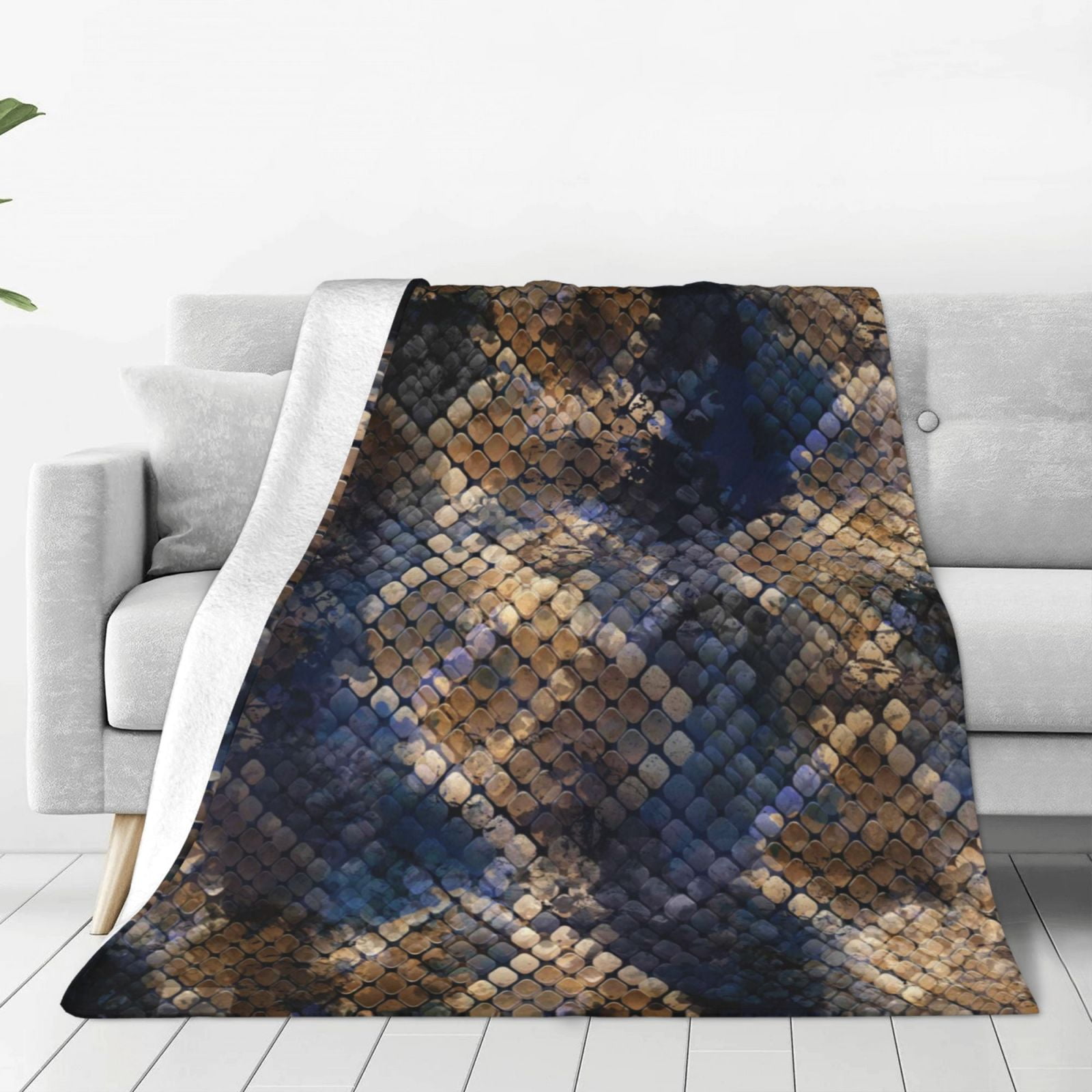 Zufioo Watercolor Snake Skin Fleece Blanket Queen Size,Plush Bed ...