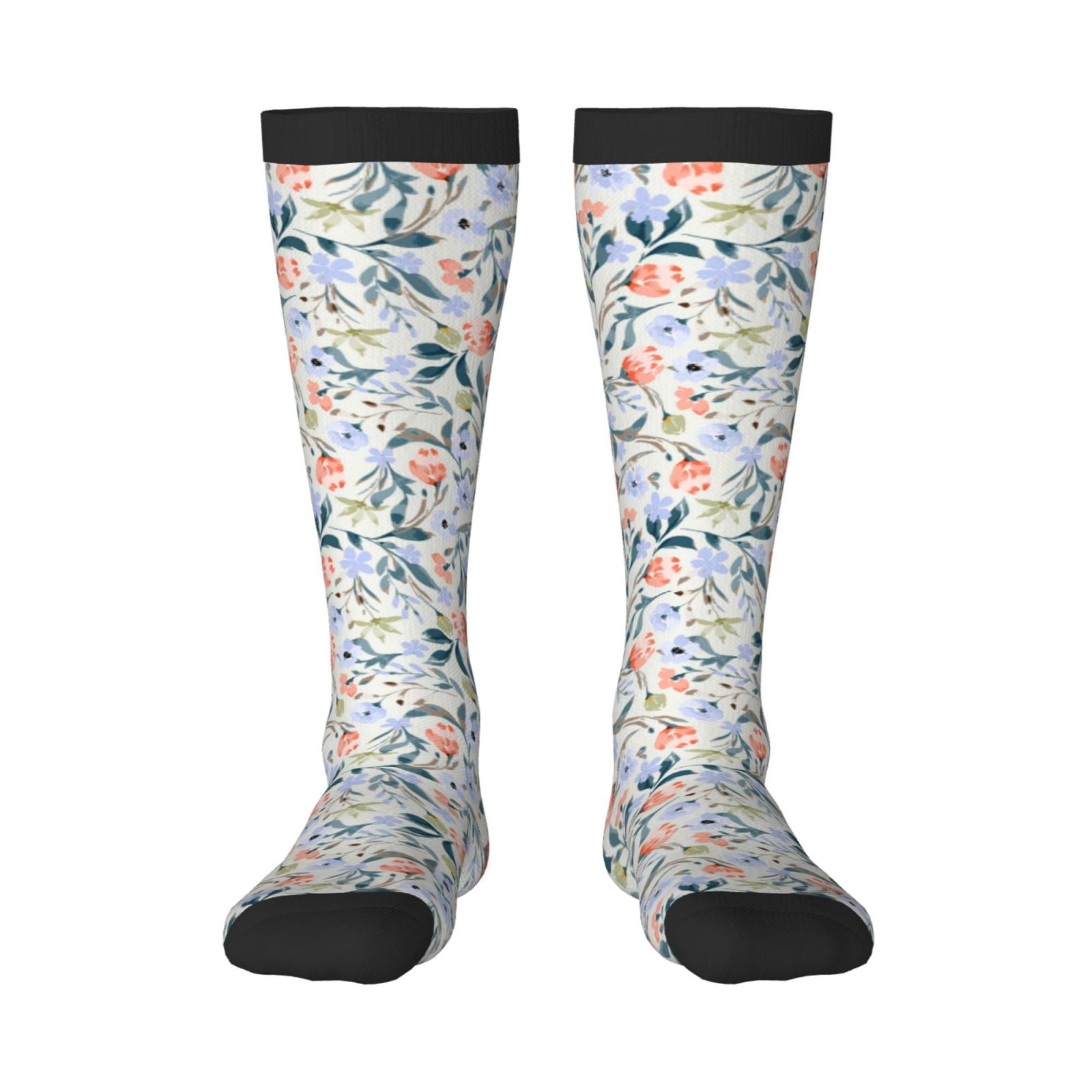 Zufioo Watercolor Wildflowers 1 Print Long High Thigh Socks Knee-High ...