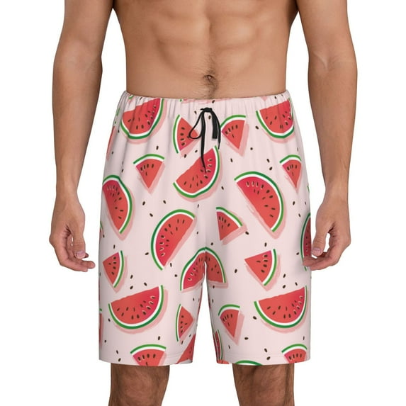 Zufioo Watermelon Print Men's Short Pajamas, Home Wear Pocket Summer ...