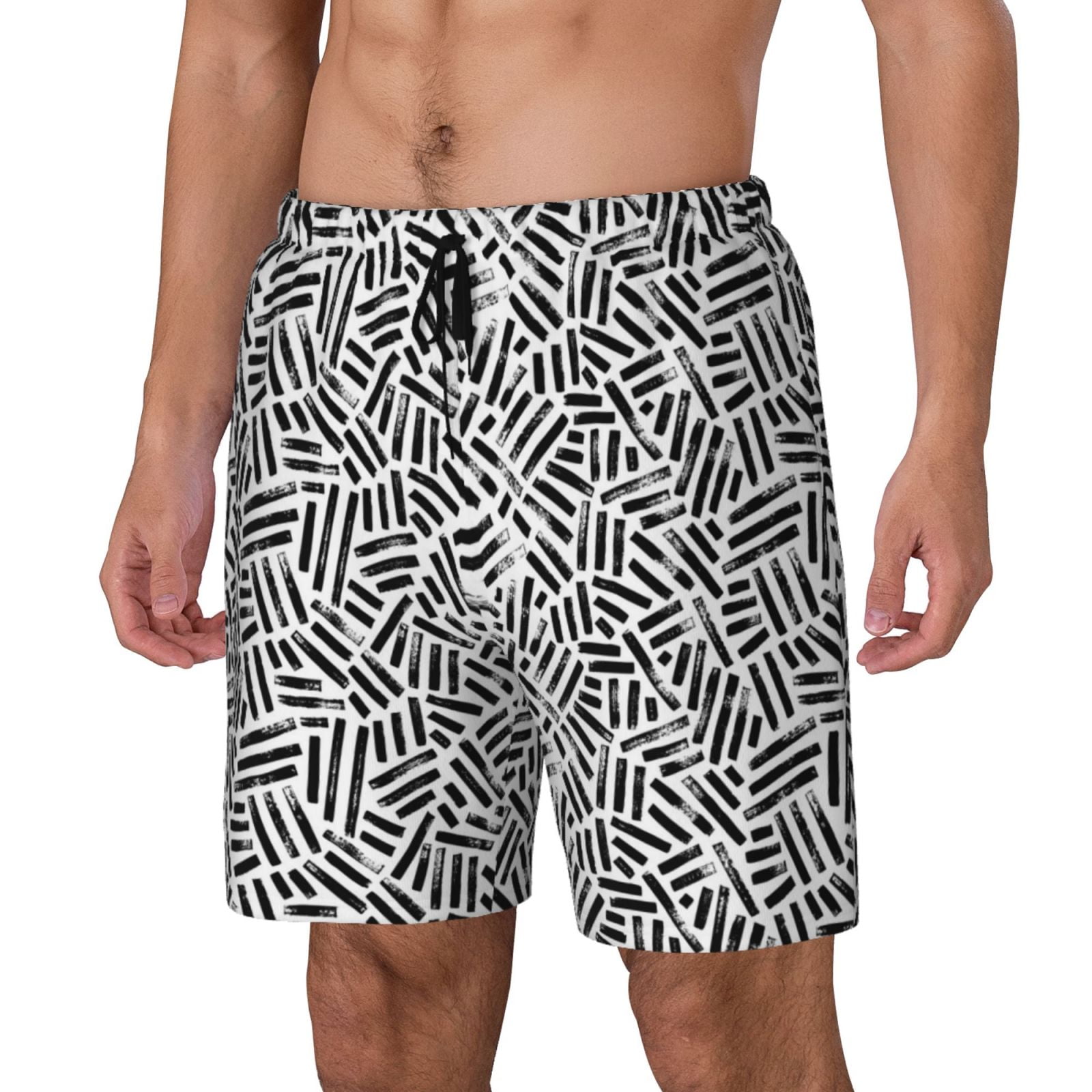 Zufioo Weave Geometric Mens Swimsuit Trunks with Compression Liner ...