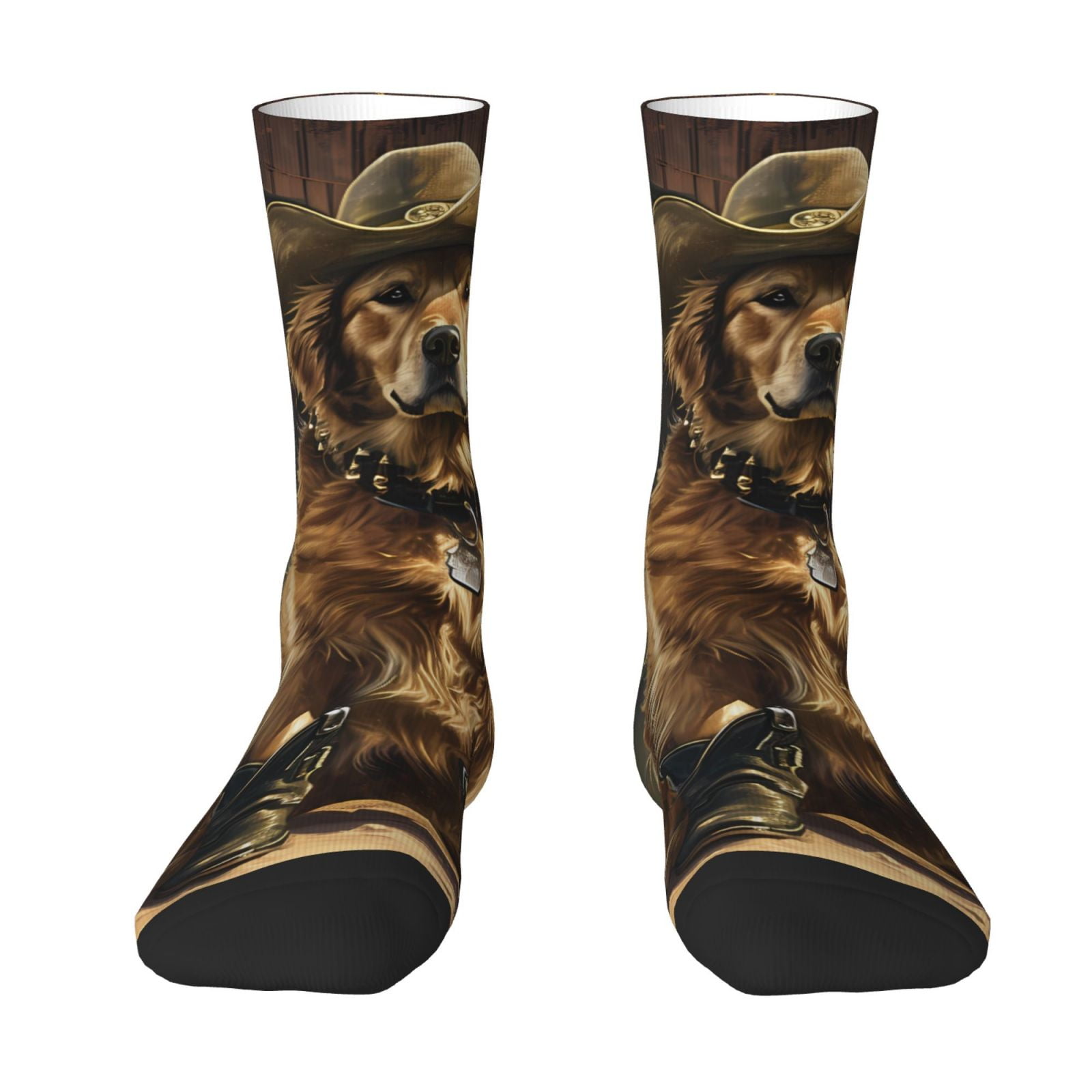 Zufioo Western Cowboy Golden Retriever Print Thigh High Socks,Knee High ...