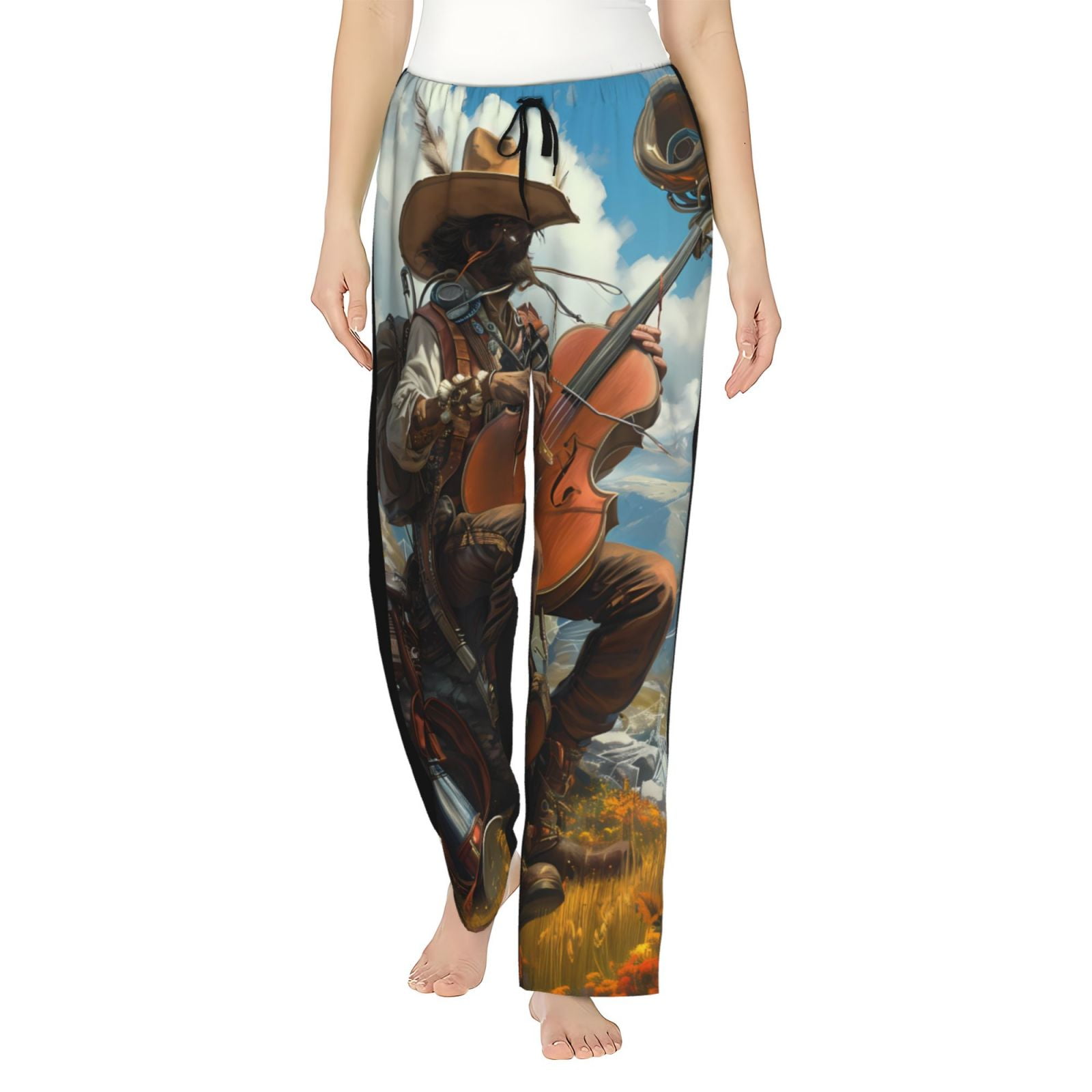 Zufioo Western Guitar Cowboy Women Pajama Pants Drawstring Pajama Pants ...