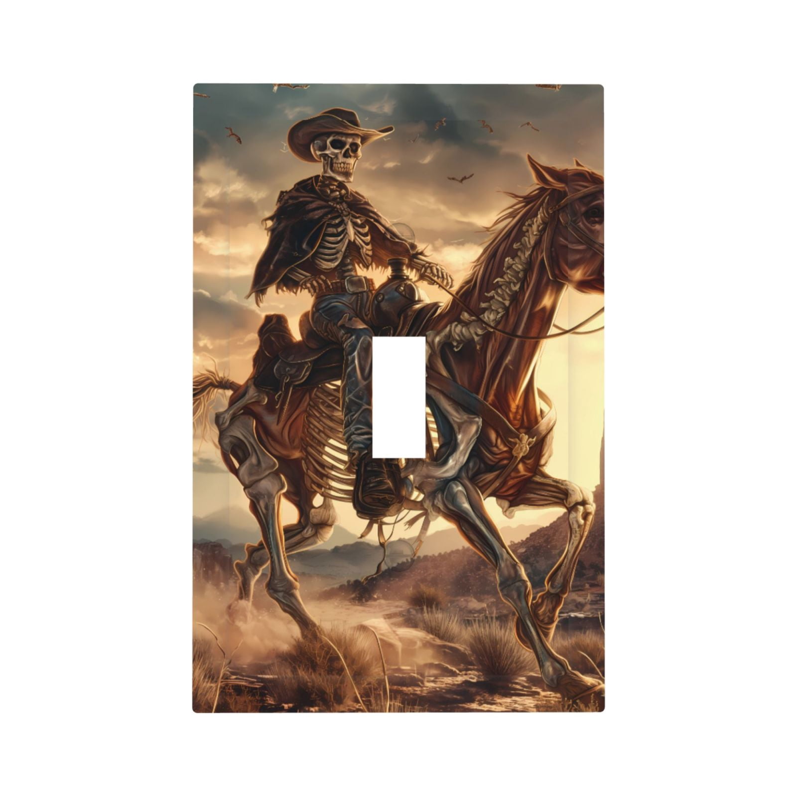 Zufioo Western Skeleton Cowboy Horse Print Switch Wall Plate, Dustproof ...