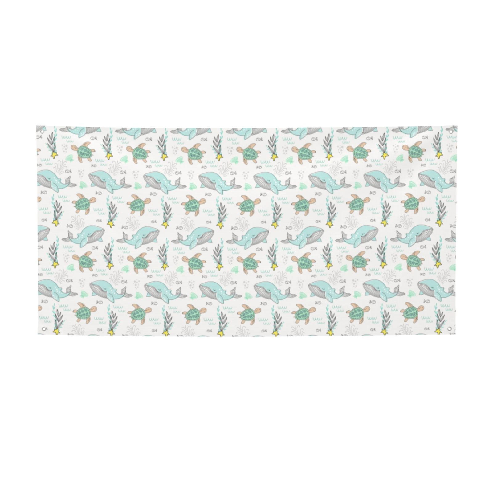 Zufioo Whale And Turtle Print Holiday Banners, Party Banners, Hanging ...