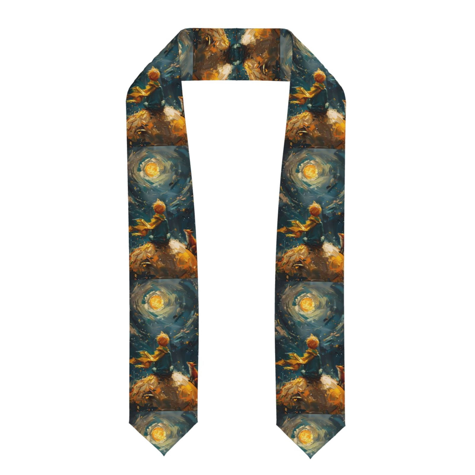Zufioo Whimsical Starry Night Scene Print Graduation Shawl Ribbon ...