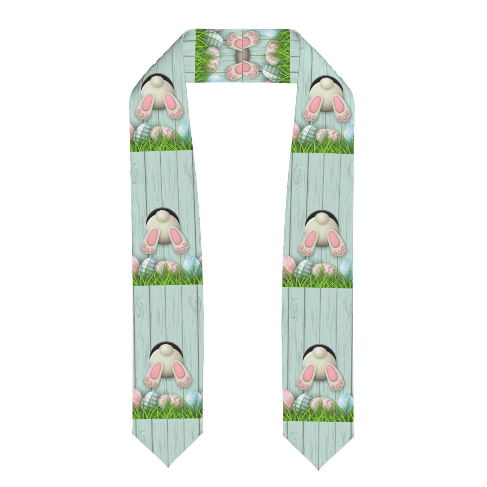 Zufioo White Bunny Bottom And Easter Eggs Print Graduation Shawl Ribbon ...