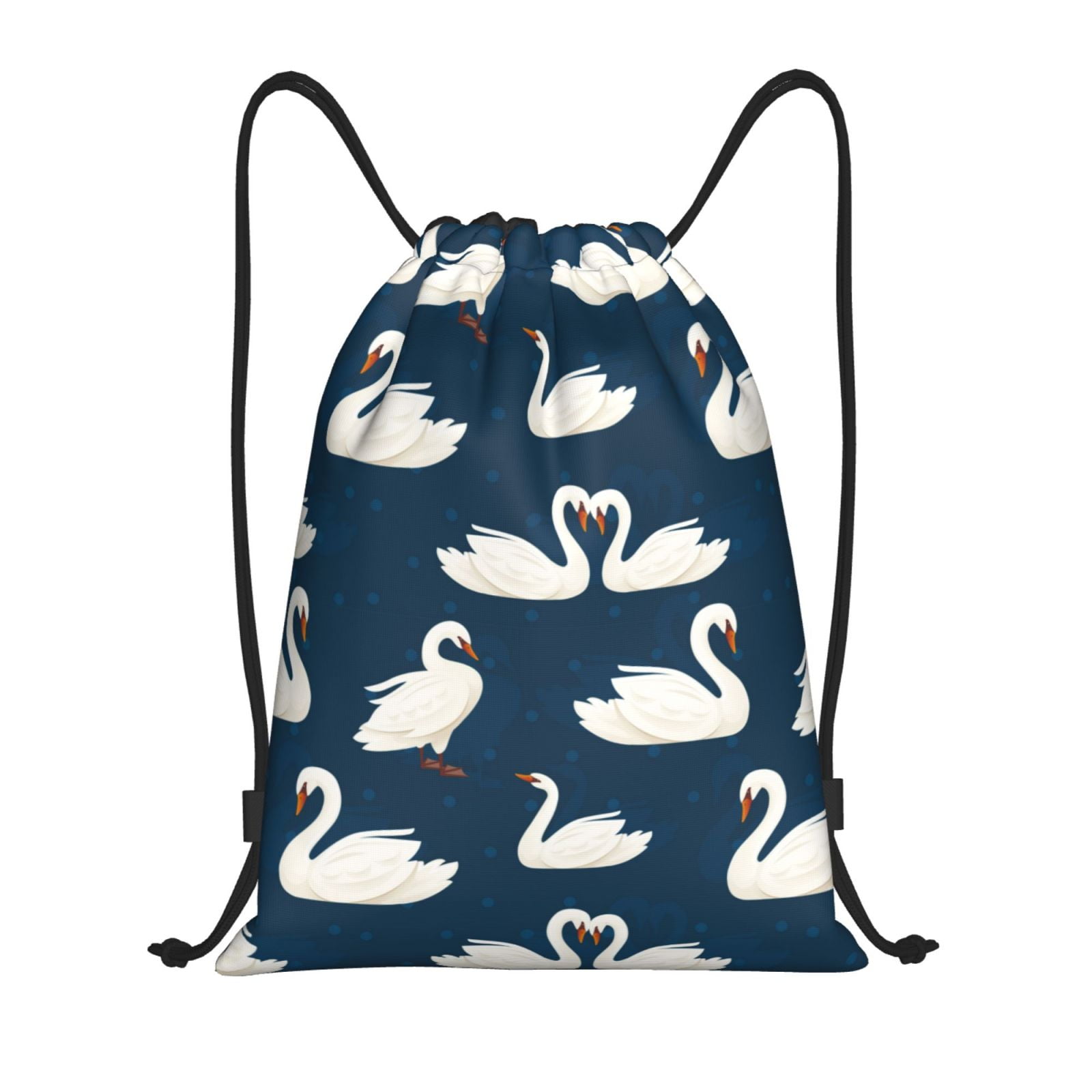 Zufioo White Swam Sports Cinch Sack Gym String Bags Machine Washable ...