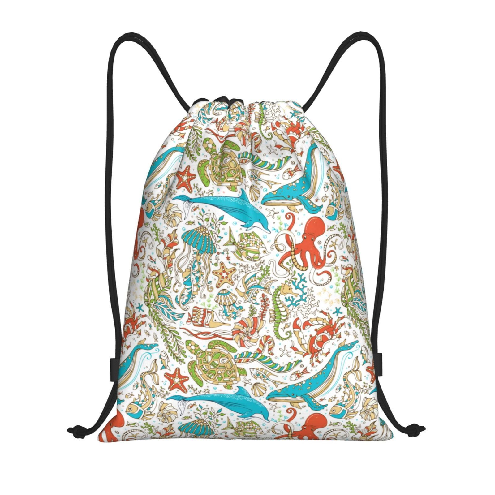 Zufioo Wild Sea Life Sports Cinch Sack Gym String Bags Machine Washable ...